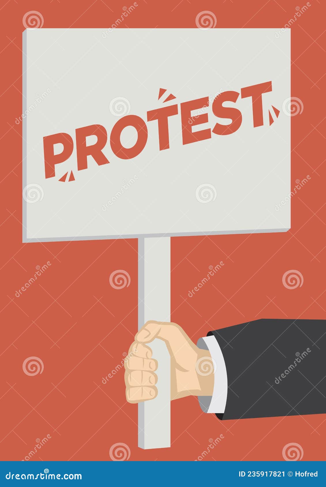 Man`s Hand Holding a Protest Board Close Up Stock Vector - Illustration ...
