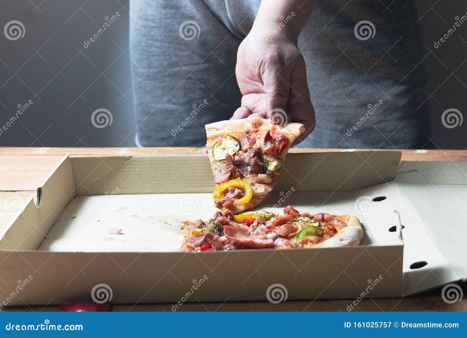 Man`s Hand is Holding Slice of Pizza Stock Image - Image of cuisine ...
