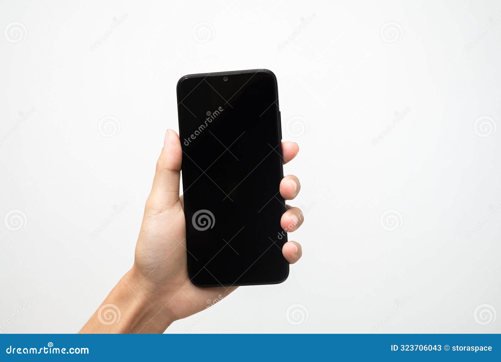 Man S Hand Holding a Smart Phone Screen View from Above. Isolated in ...