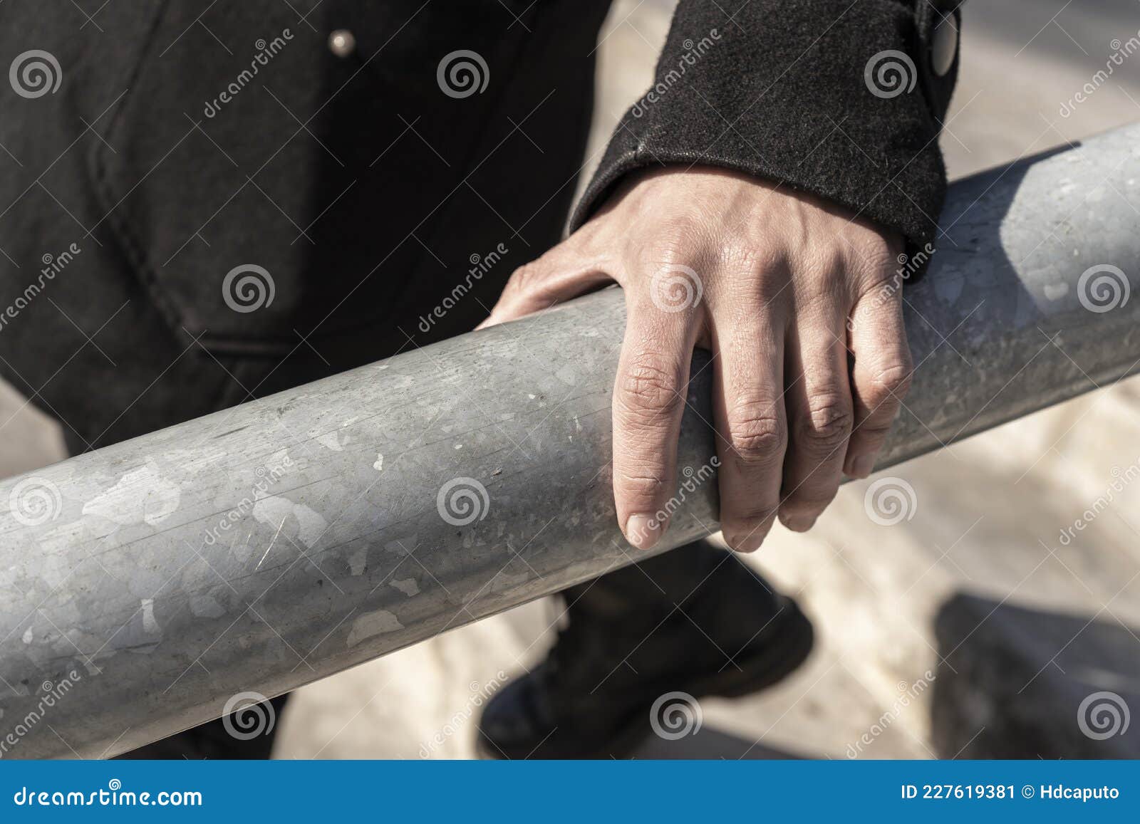 Man`s Hand Holding the Stair Railing Stock Image - Image of building ...
