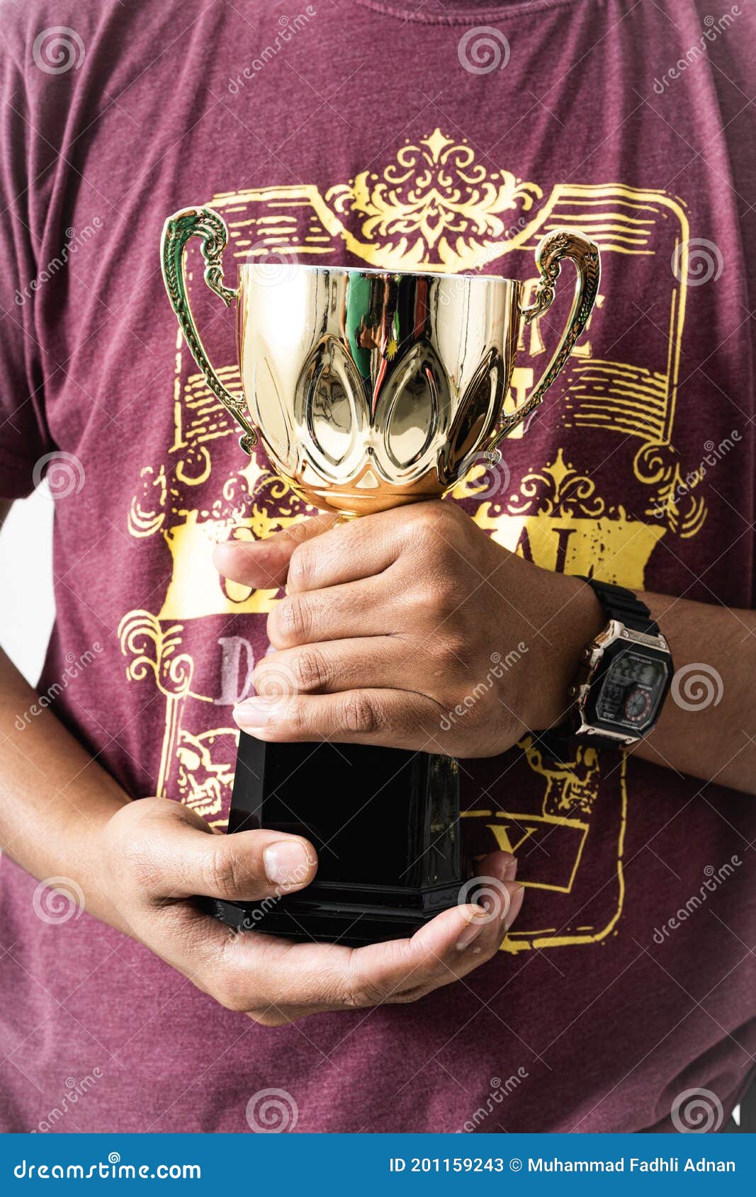 A Manâ€™s Hand Holding a Trophy Stock Image - Image of business, reward ...