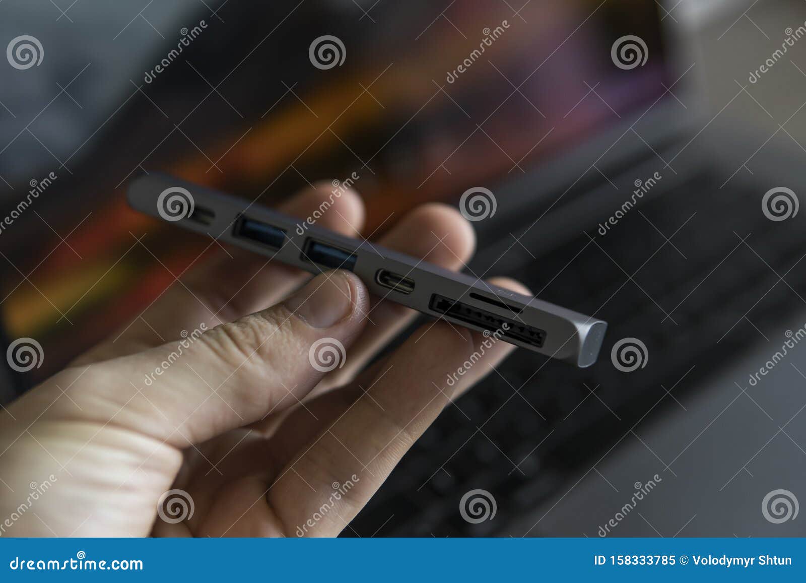 The USB Adapter Under The Type-C Connector For Laptop. Multiport ...