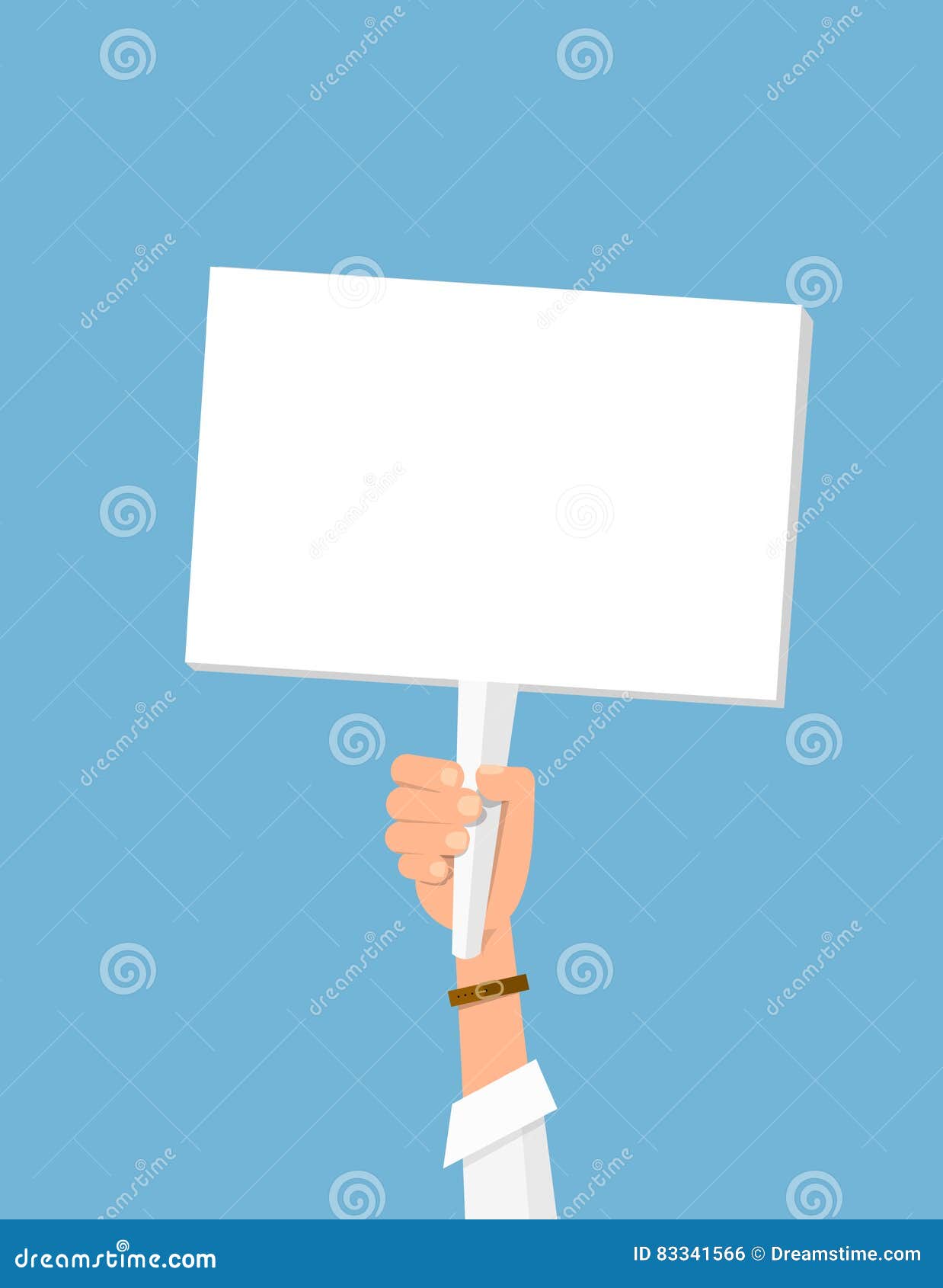 Man`s Hand Holding White Empty Protest Sign Stock Illustration ...