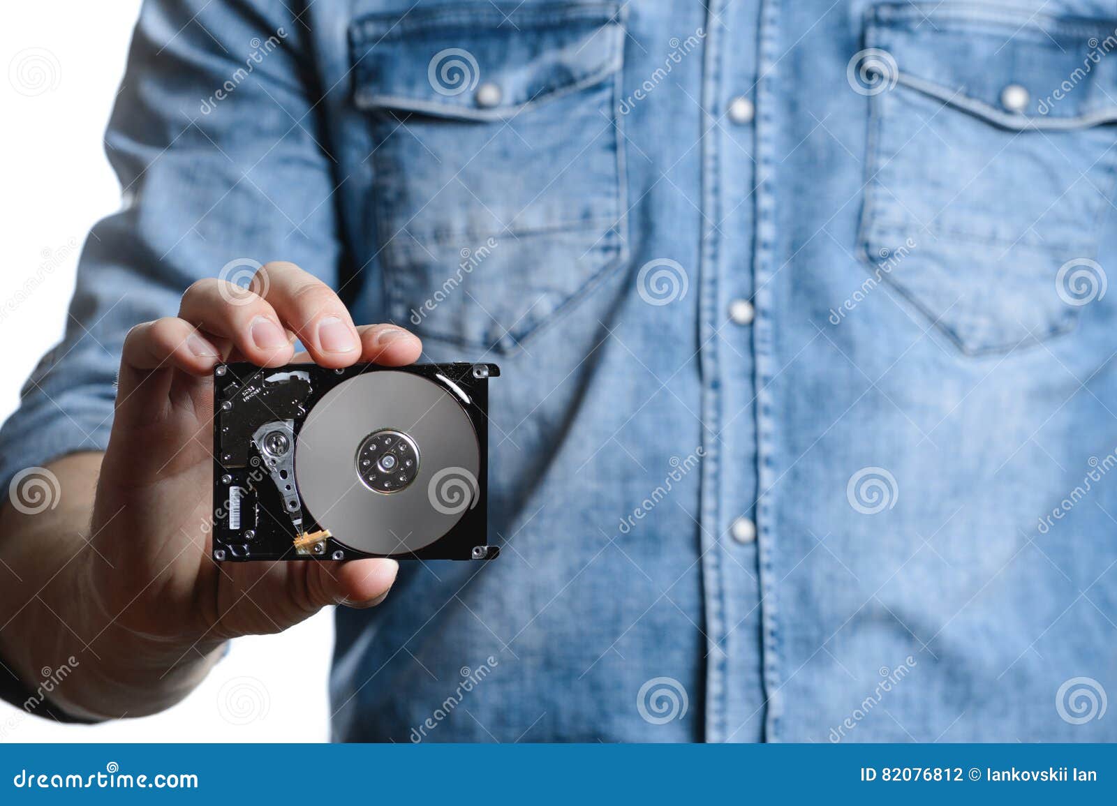 Man`s Hand Holds a 2.5 Inch Hard Drive. Isolated on White Background ...