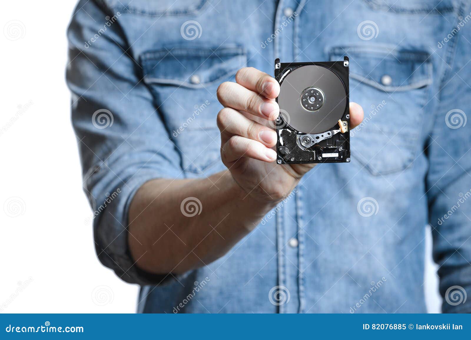 Man`s Hand Holds a 2.5 Inch Hard Drive. Isolated on White Background ...