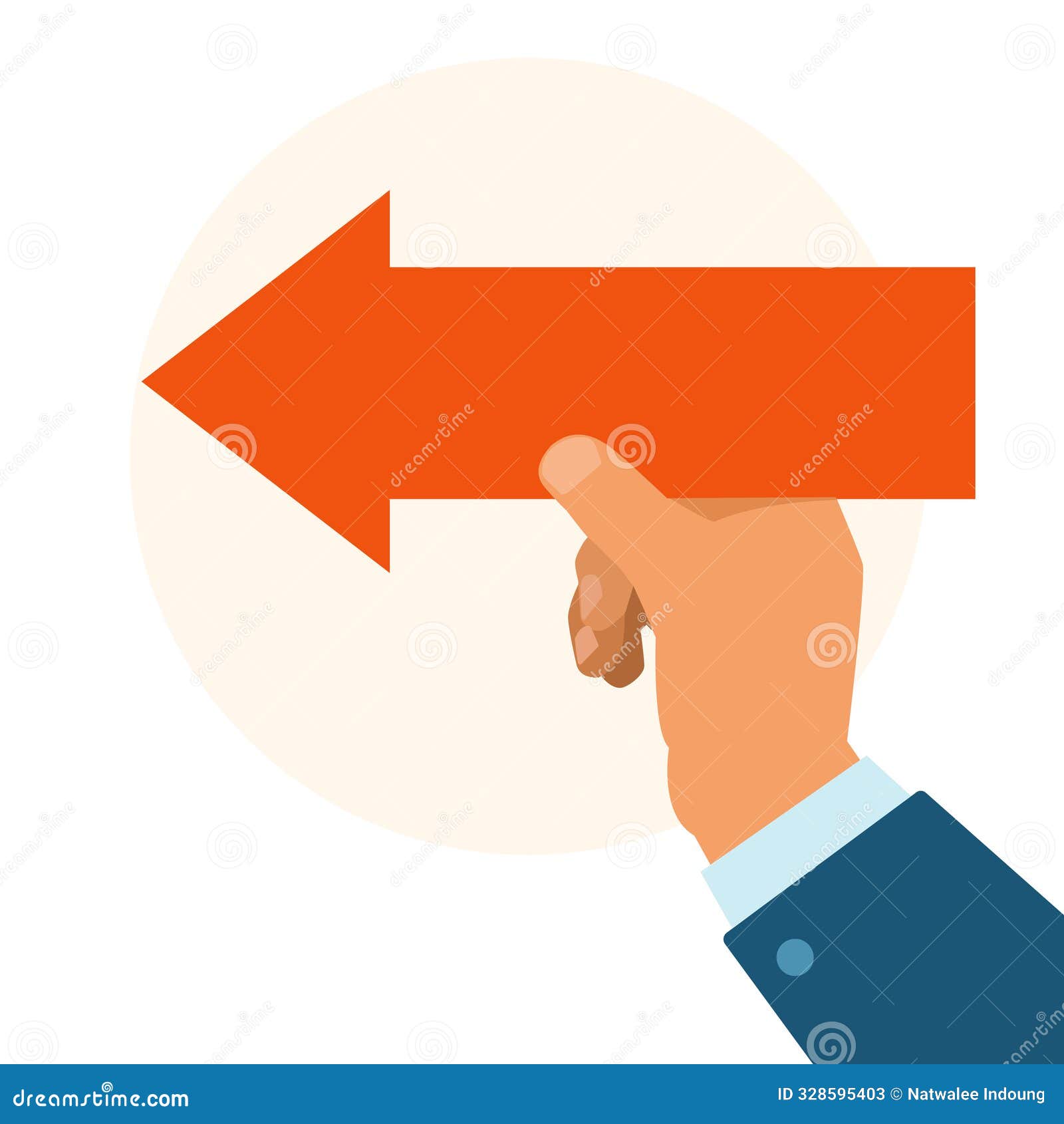 Man S Hand Holds a Large Red Arrow. Isolated on a White Background ...