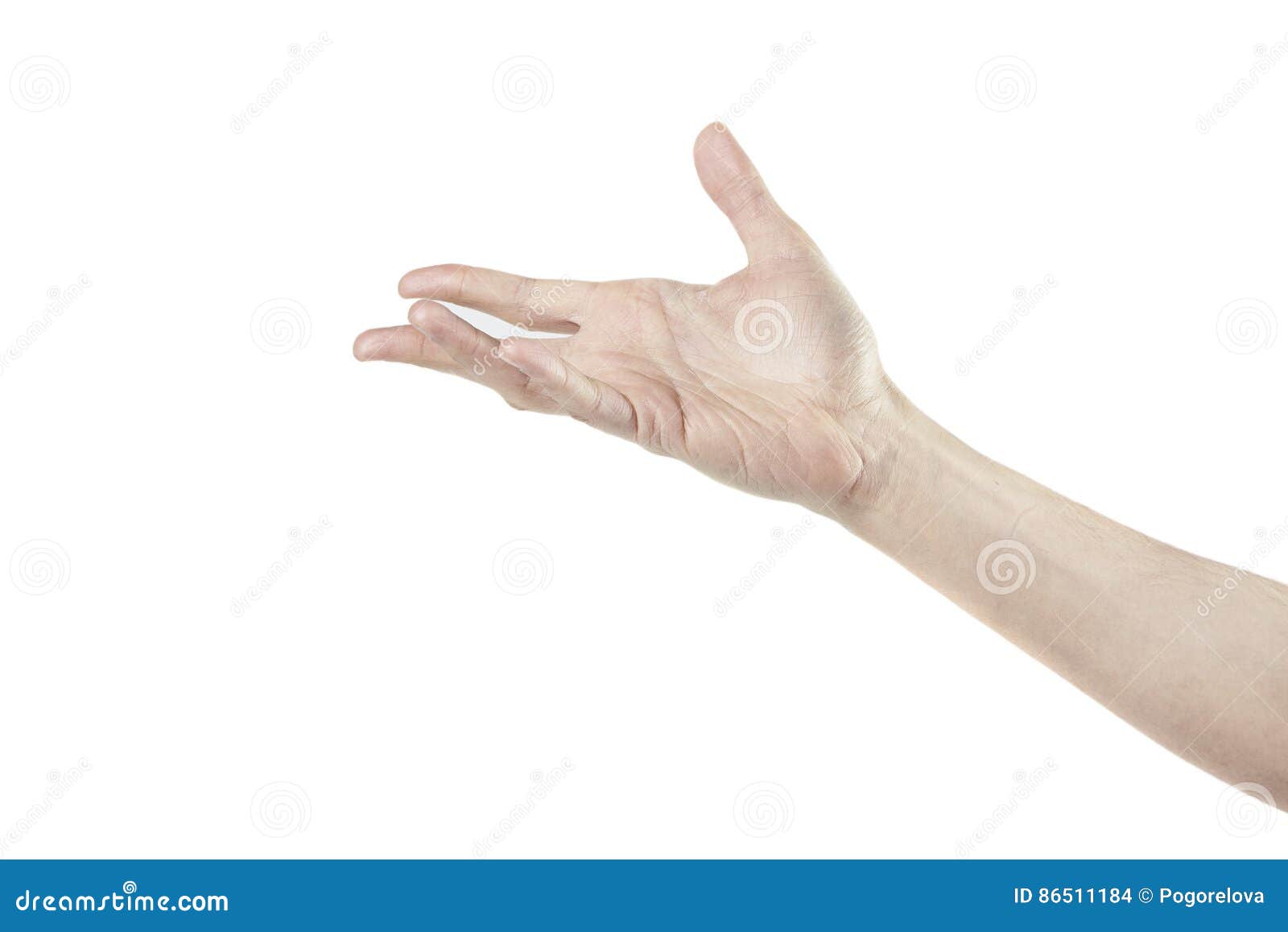 Man`s Hand Isolated on White, Open Hand Horizontal Stock Photo - Image ...