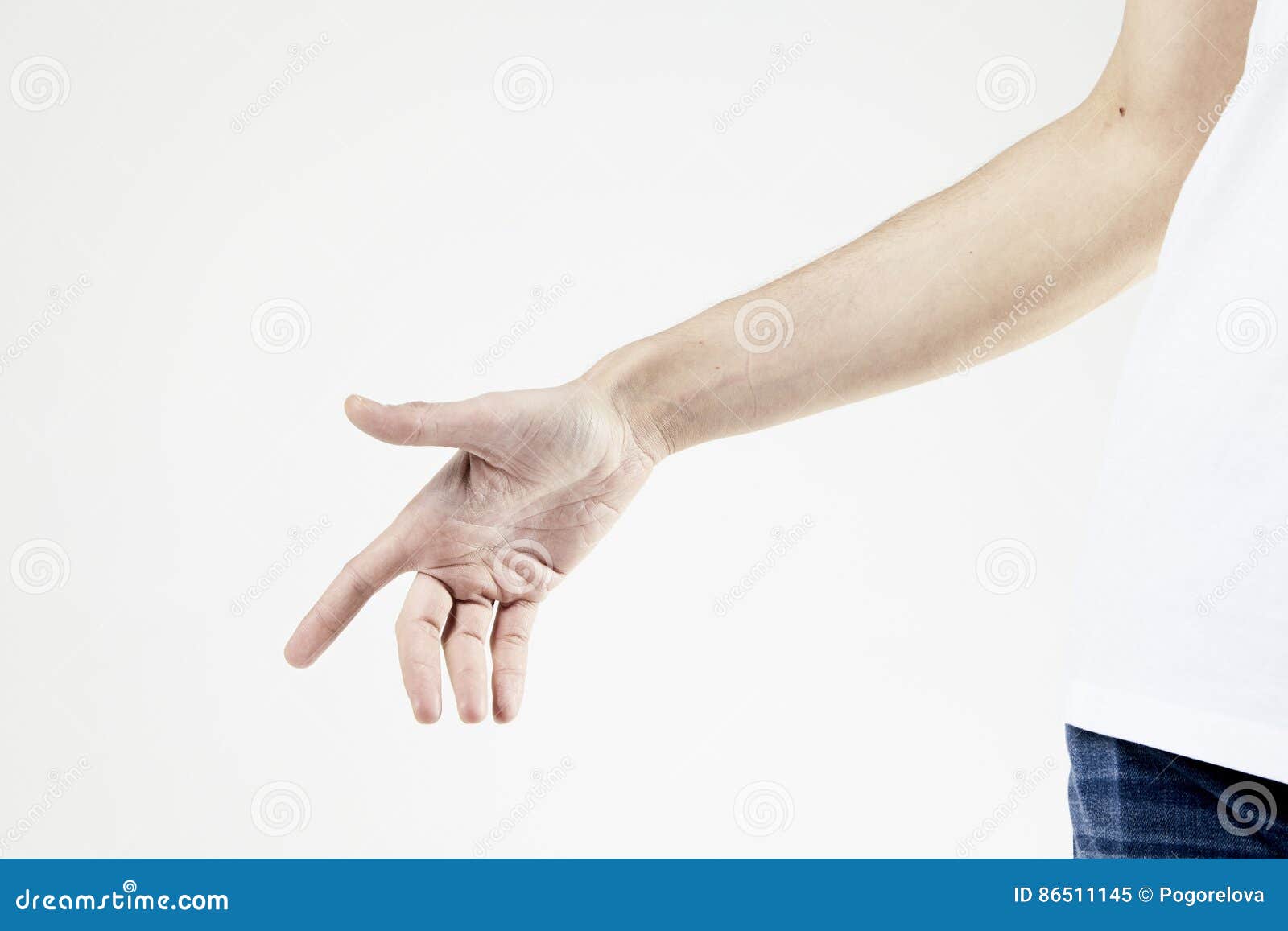 Man`s Hand Isolated on White, Open Hand, Thin Fine Fingers Stock Image ...