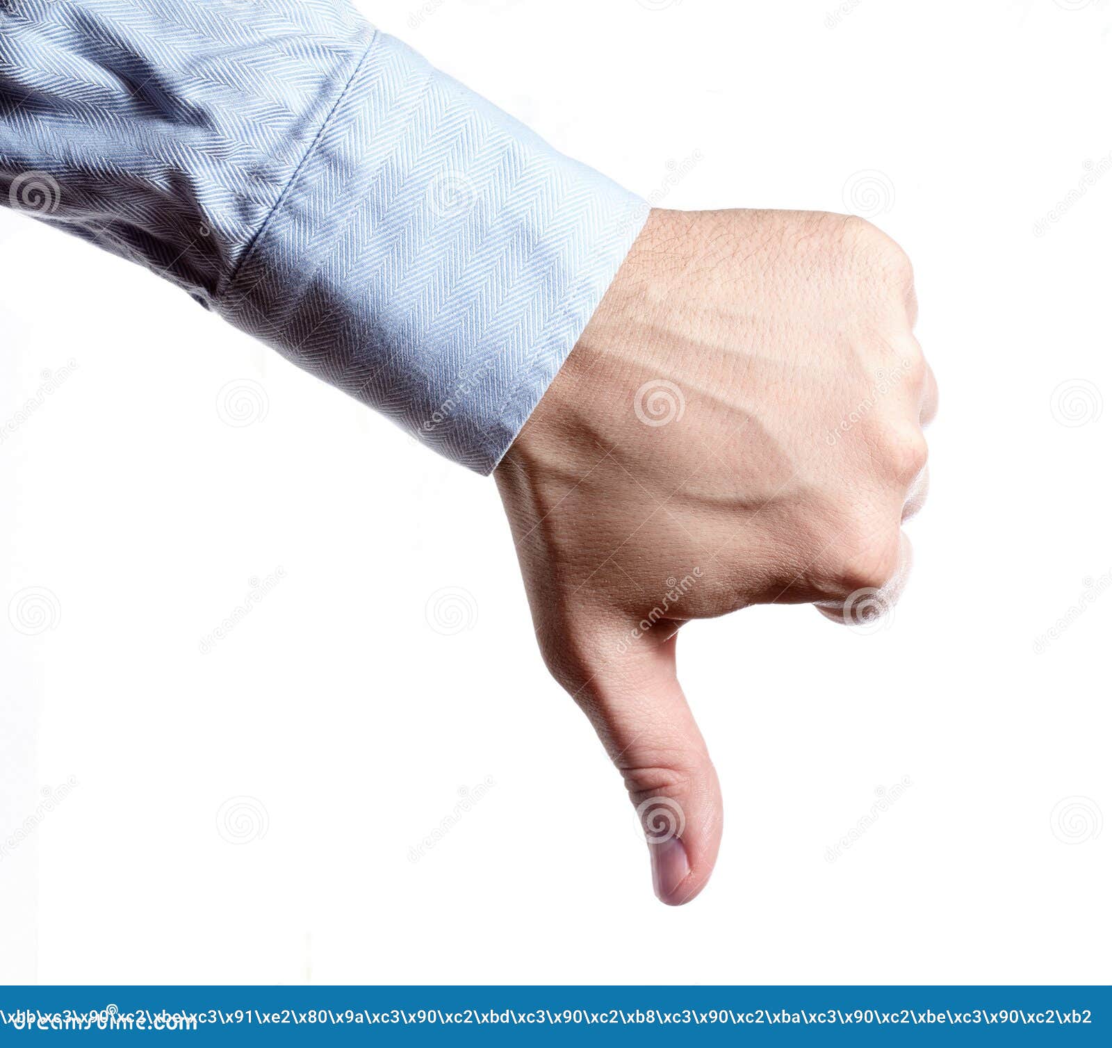 Man`s Hand Isolated on White. Thumb Down Stock Image - Image of adult ...