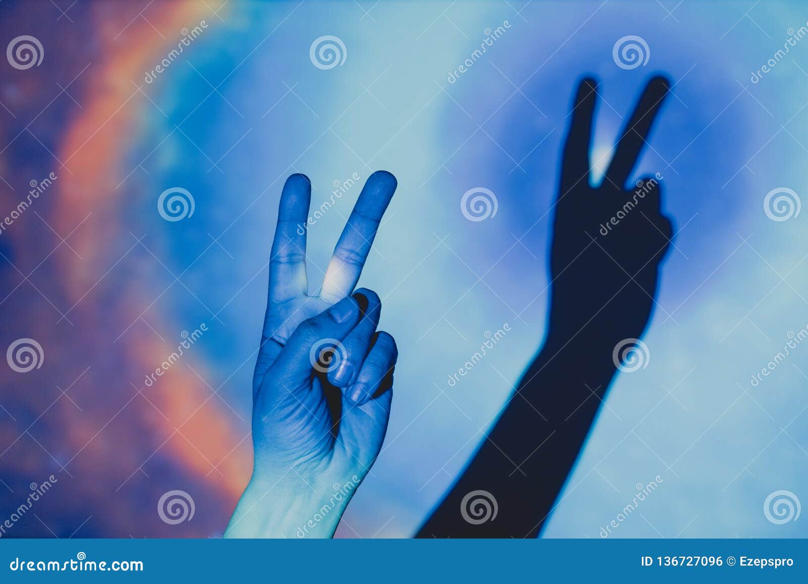 Man`s Hand Making the Symbol of Victory and Peace Stock Photo - Image ...