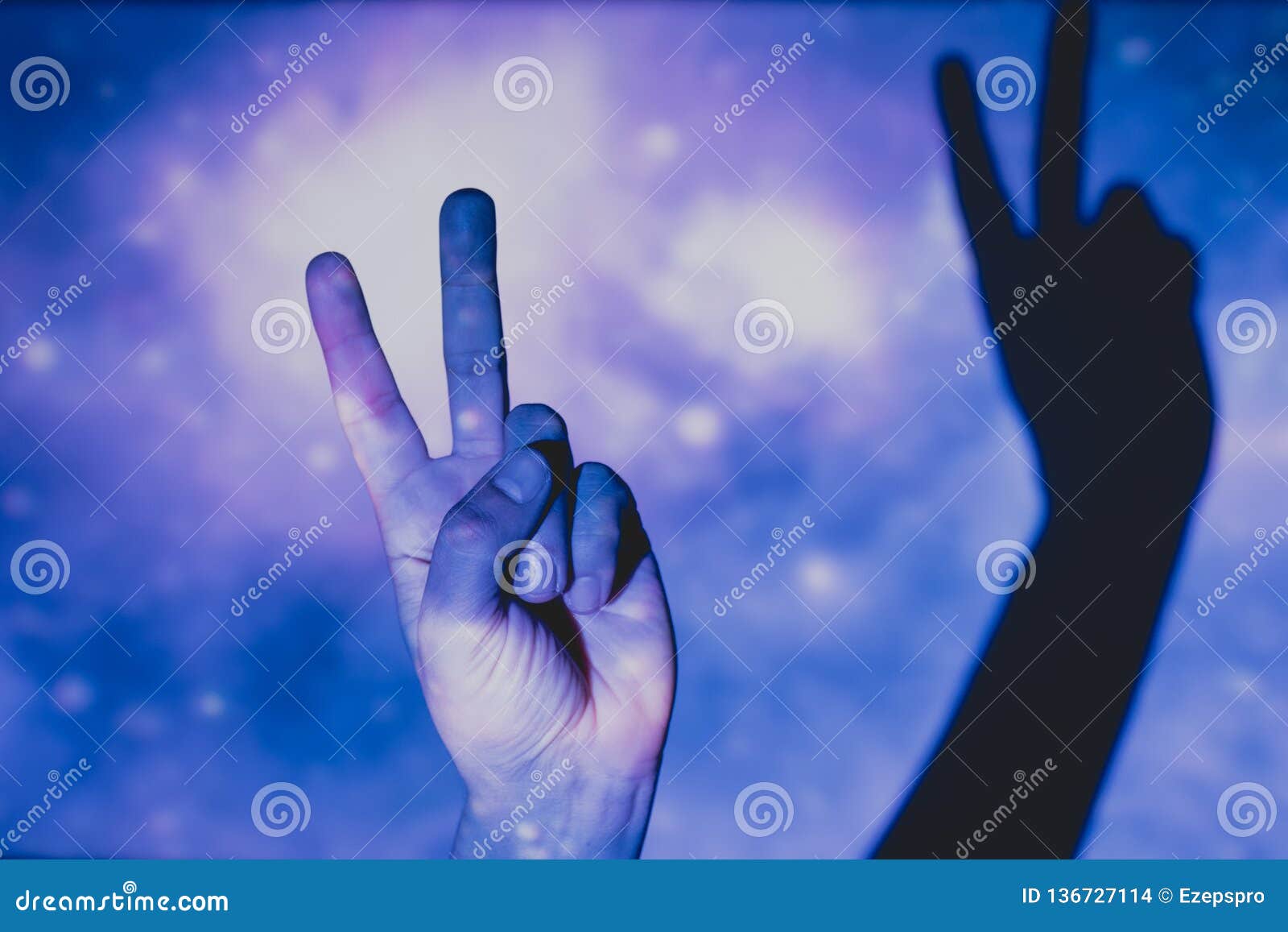 Man`s Hand Making the Symbol of Victory and Peace Stock Photo - Image ...