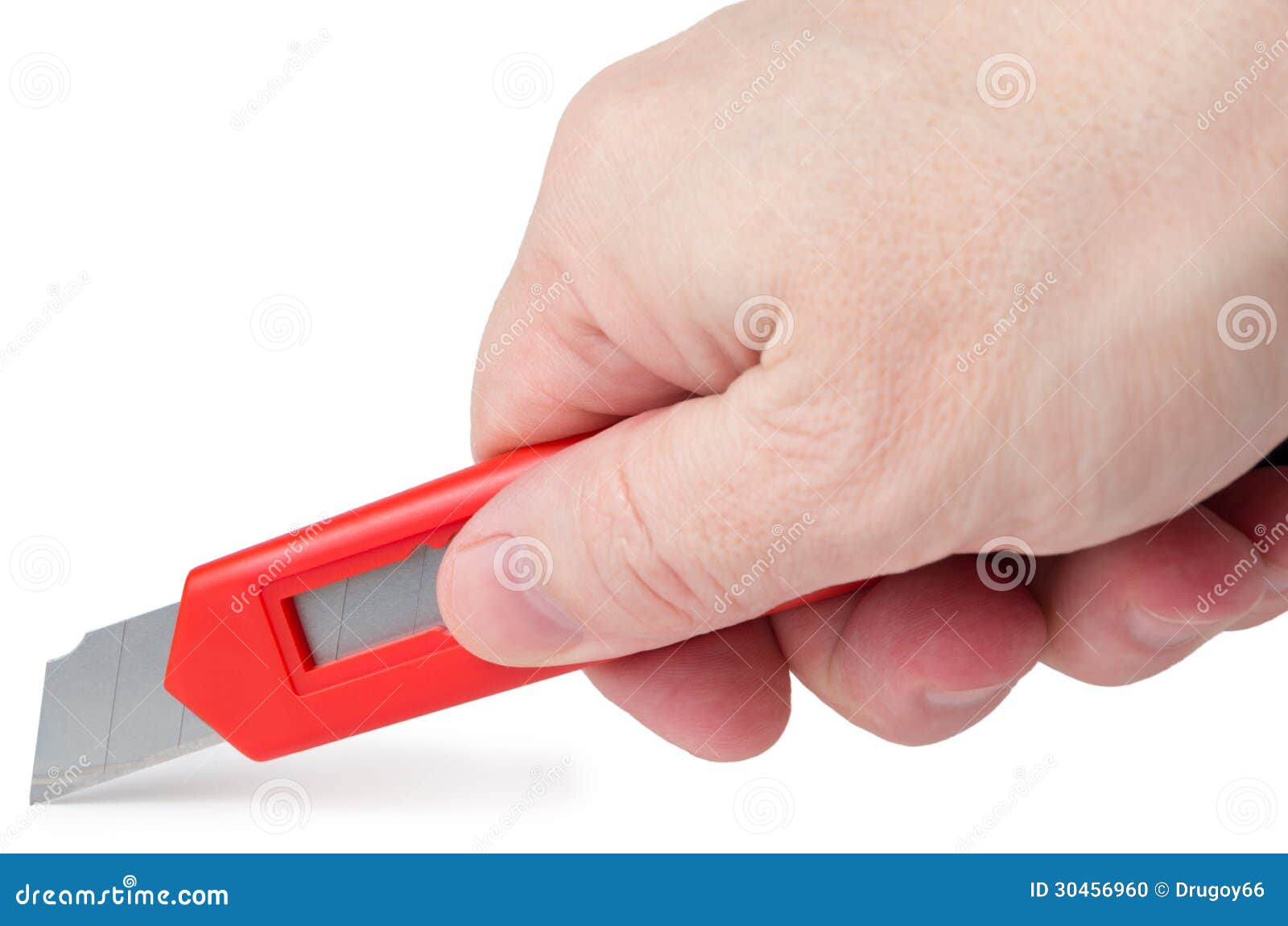 The Man S Hand with Office Cutting Knife Stock Photo - Image of metal ...