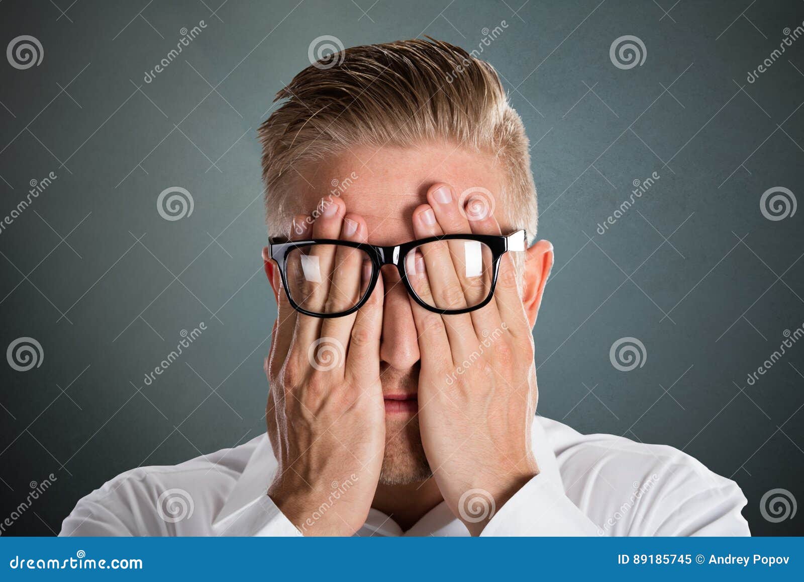 Man`s Hand Over the Face stock image. Image of businessman - 89185745