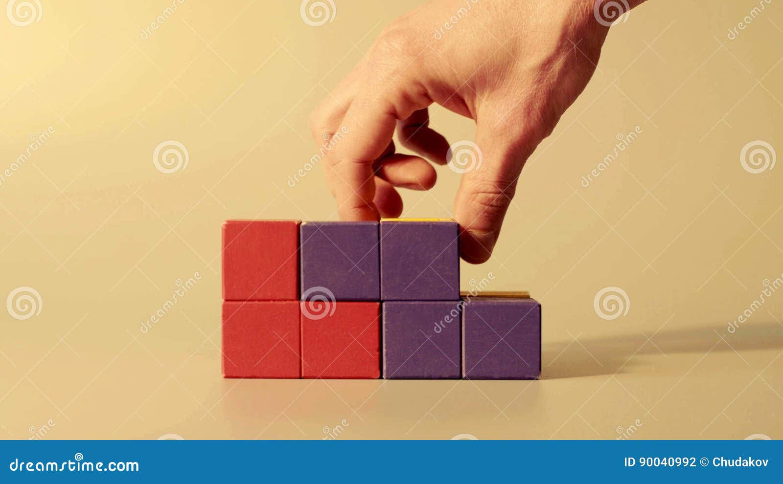 Man`s Hand Picking Colored Cubes Stock Photo - Image of construction ...