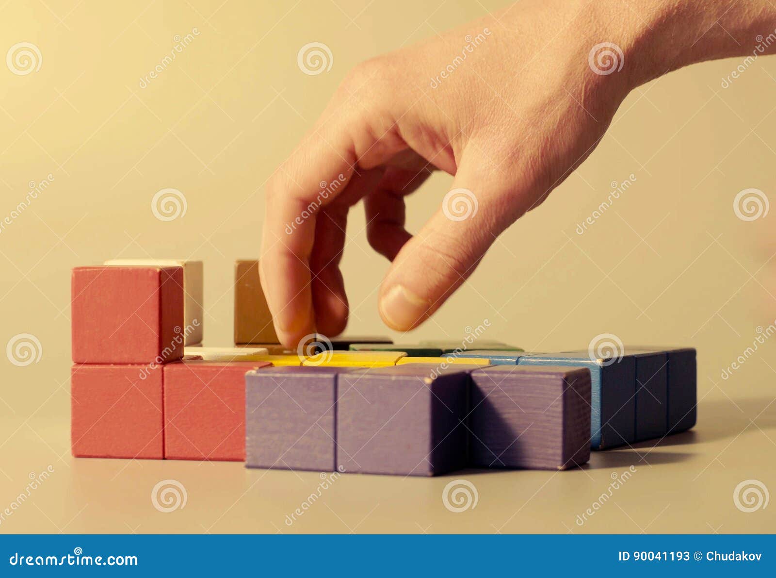 Man`s Hand Picking Colored Cubes Stock Image - Image of game, colour ...