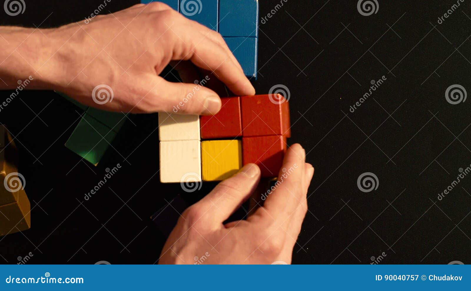 Man`s Hand Picking Colored Cubes Stock Image - Image of background ...