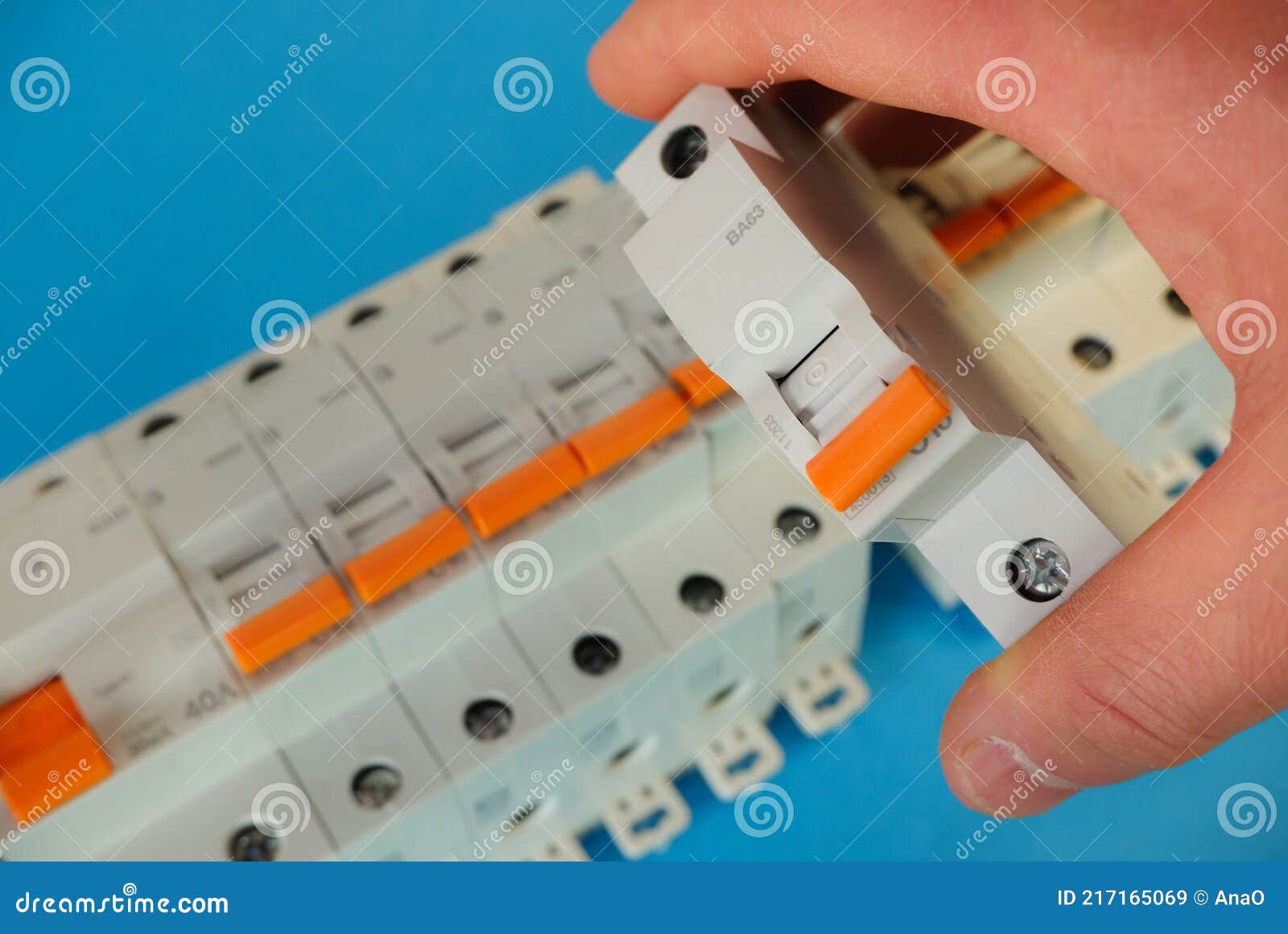 Automatic Differential Current Switch and Circuit Breakers on a Blue ...
