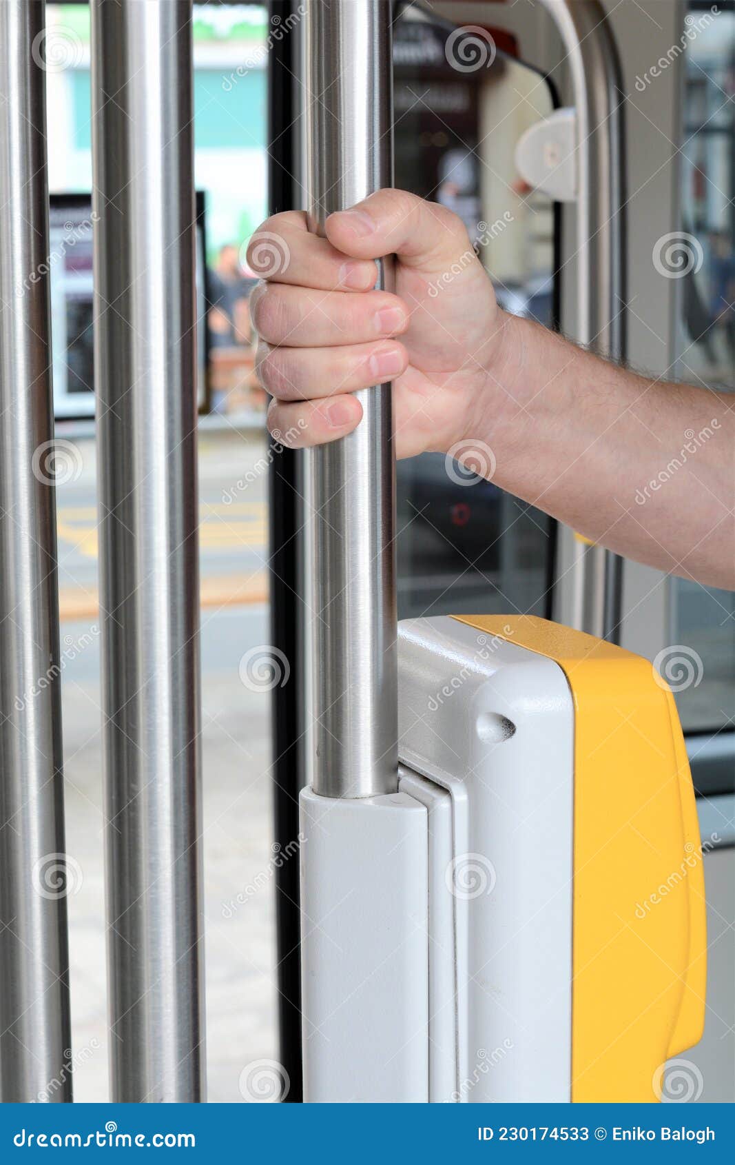 Man`s Hand on a Pole Inside a Tram Stock Image - Image of comfort ...