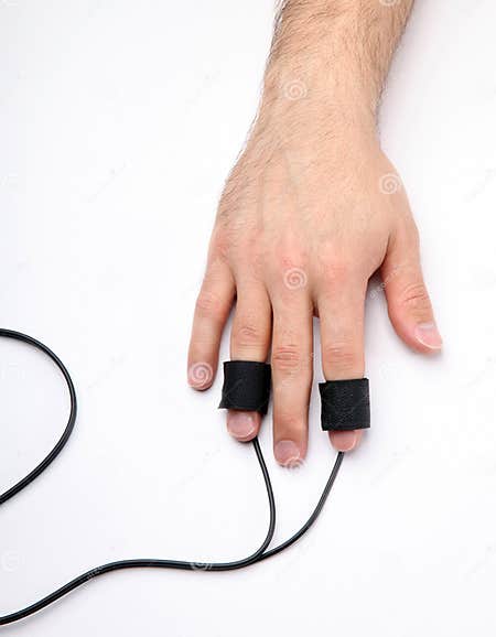 Man S Hand with Polygraph Electrodes Stock Photo - Image of wire ...