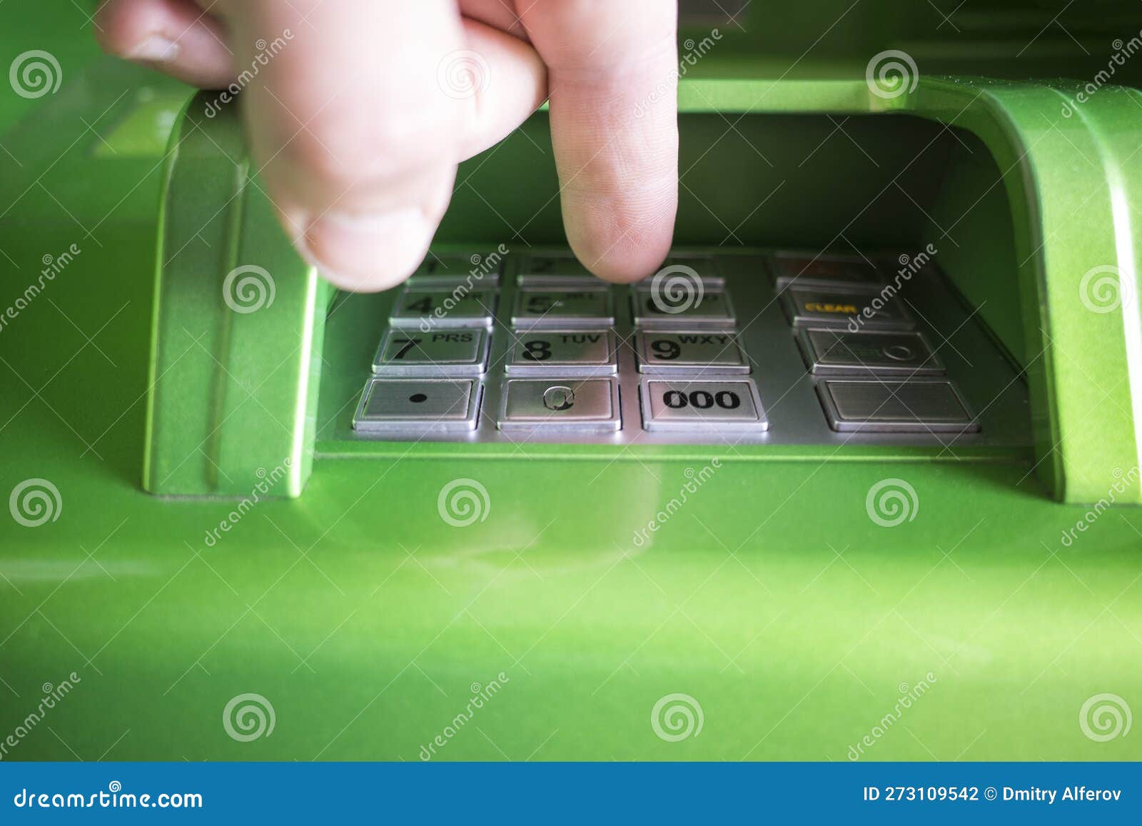 Man& X27;s Hand Presses the Buttons on the PIN Keyboard of the ATM ...