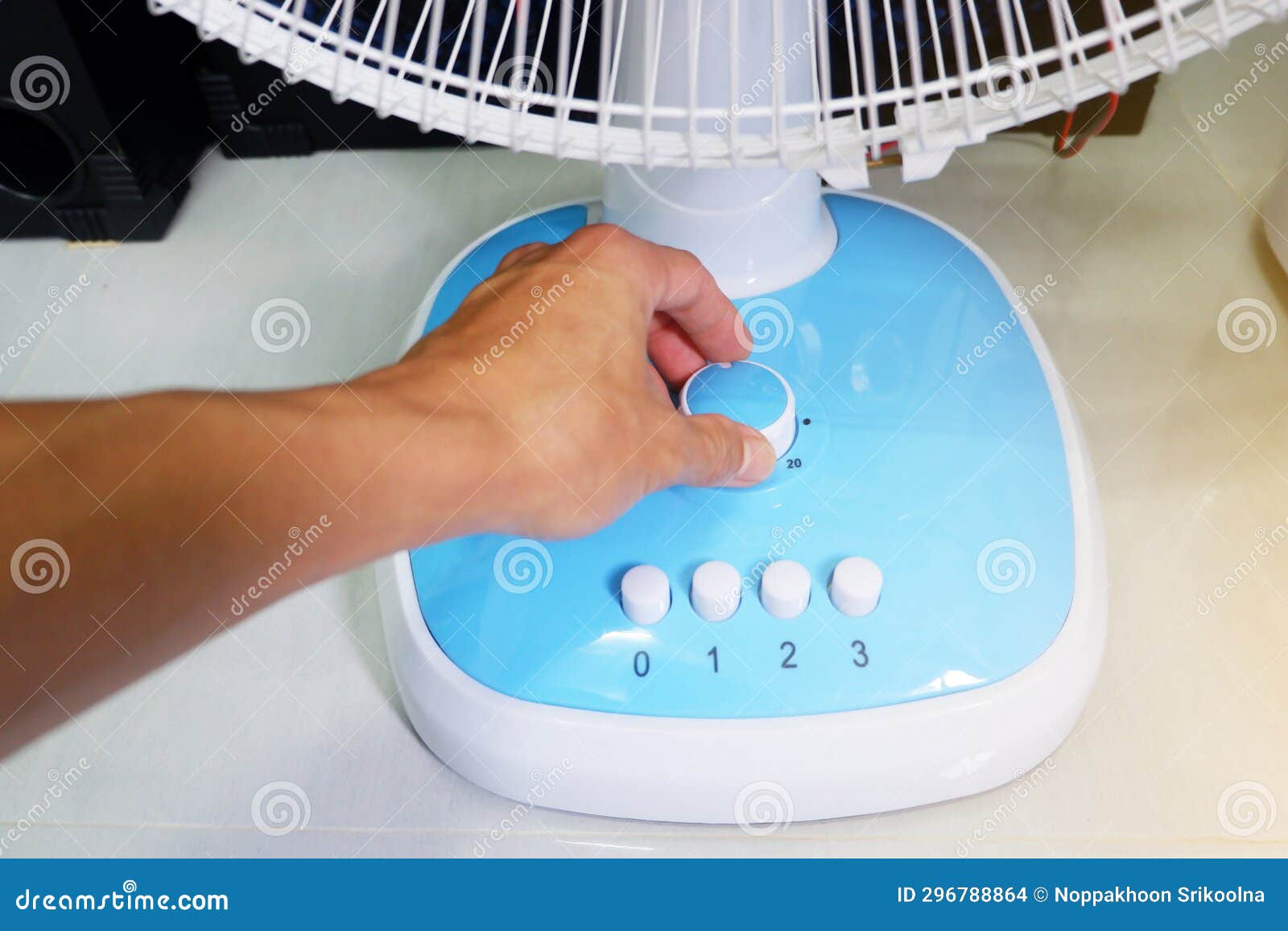 Man S Hand Pressing a Fan Button and Turning the Timer Stock Photo ...
