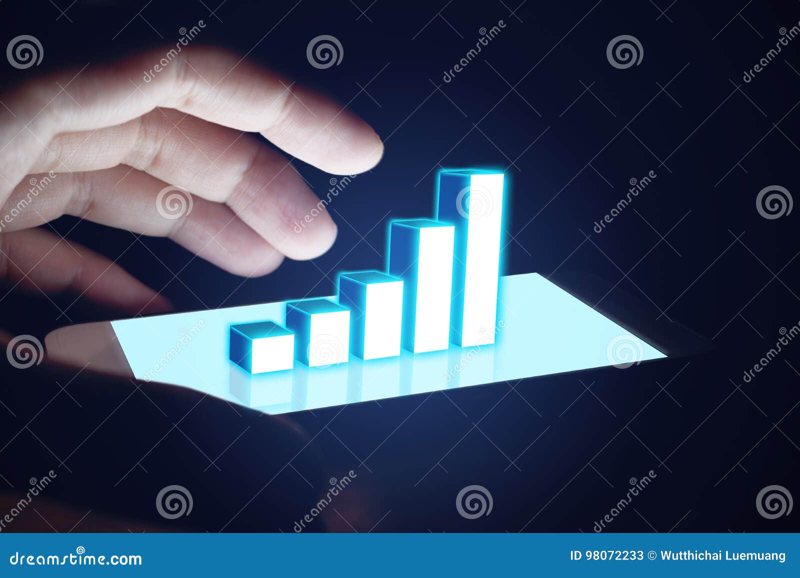 Man`s Hand Protection for Shield of Graph Business Growth Up on Stock ...