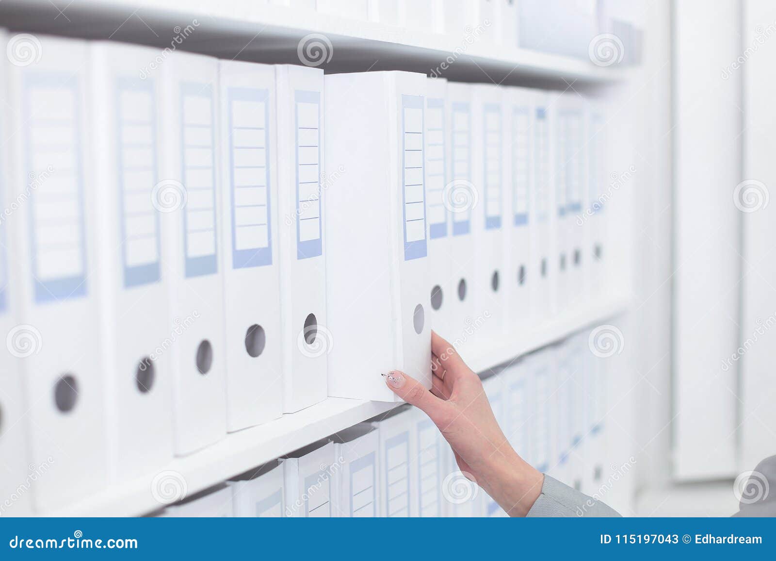 Folders for Documents on a Book Shelf at Office Stock Image - Image of ...