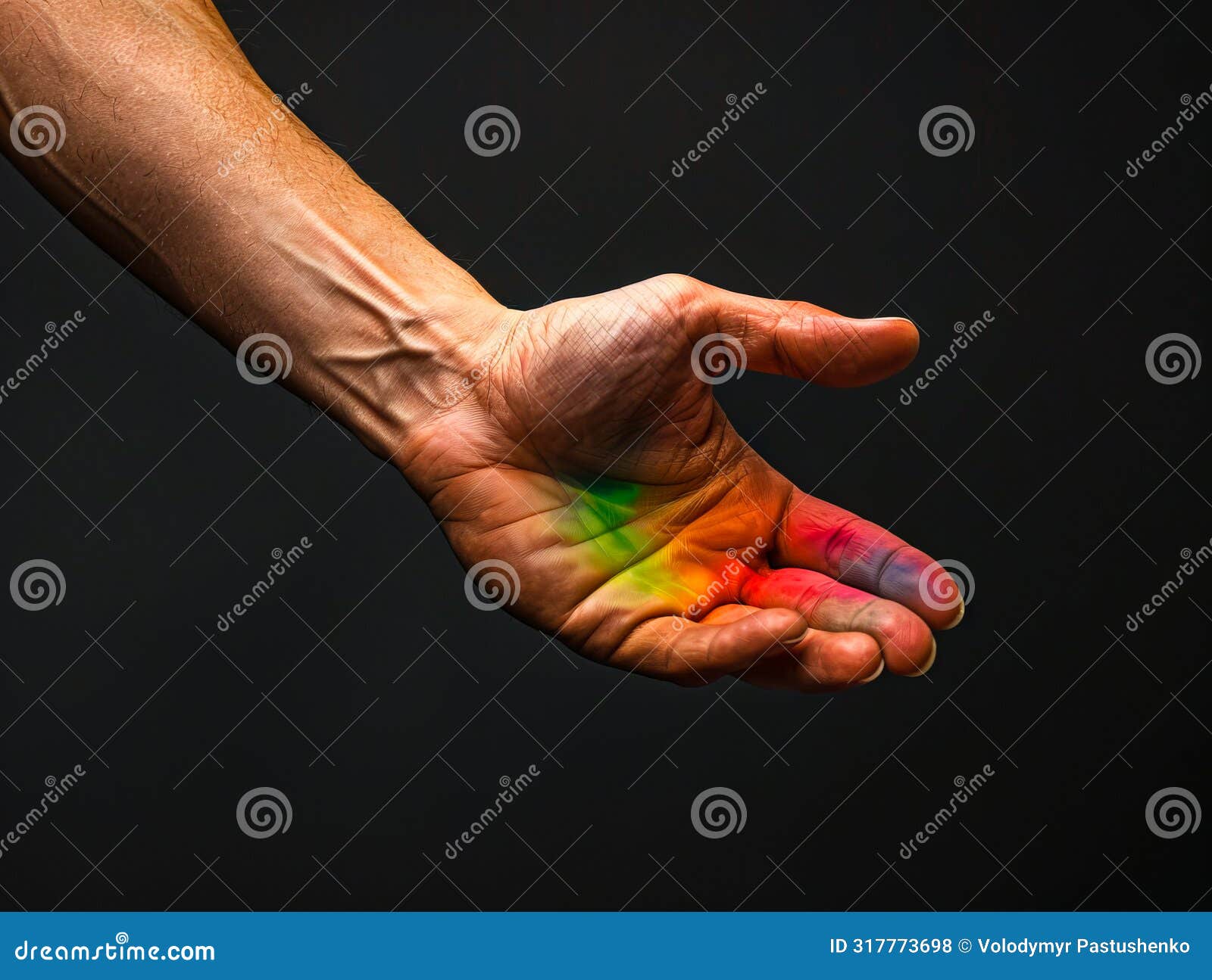 A Man& X27;s Hand with Rainbow Colored Paint on it Stock Illustration ...