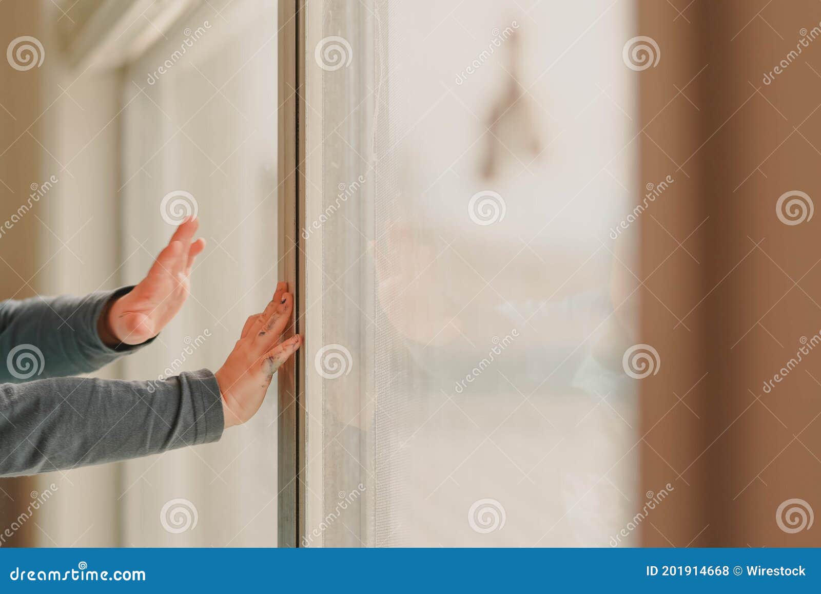 Man S Hand Reaching the Glass Sliding Windows of a House Stock Photo ...