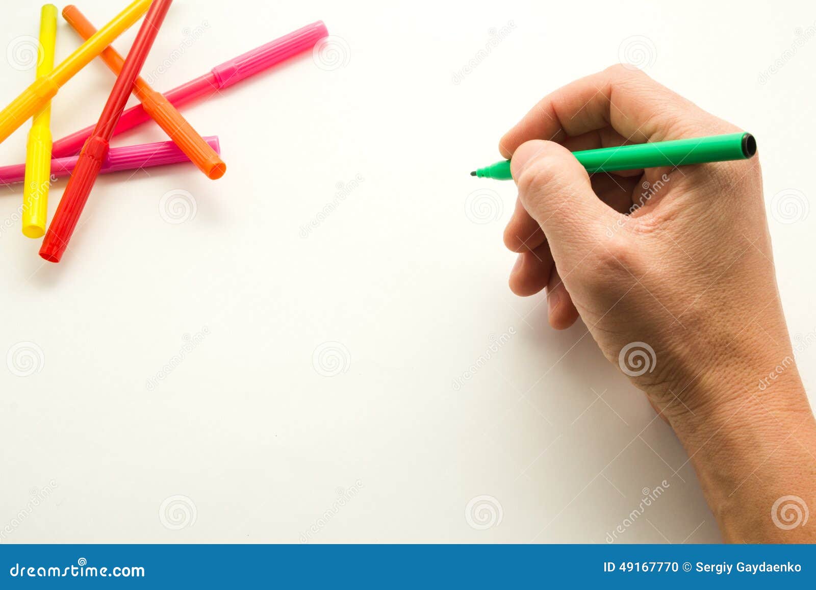 The Man S Hand, Ready To Draw a Picture Stock Photo - Image of crafts ...