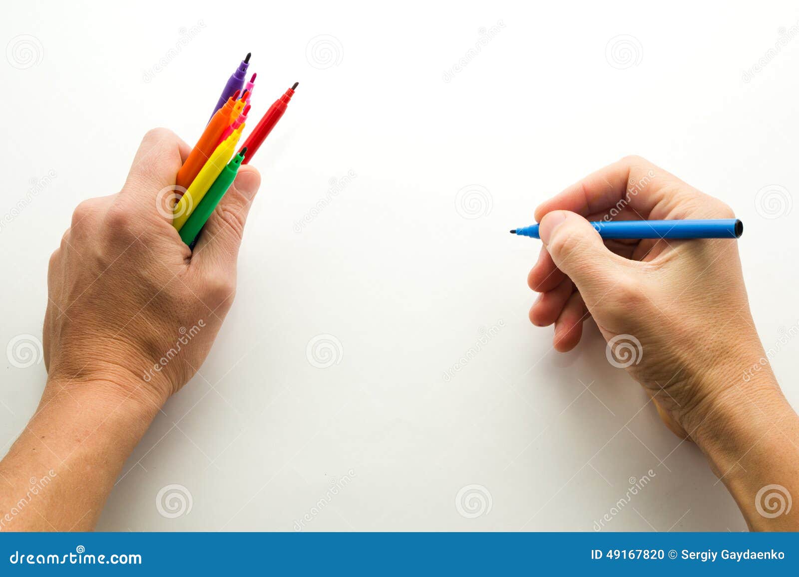 The Man S Hand, Ready To Draw a Picture Stock Photo - Image of fibre ...