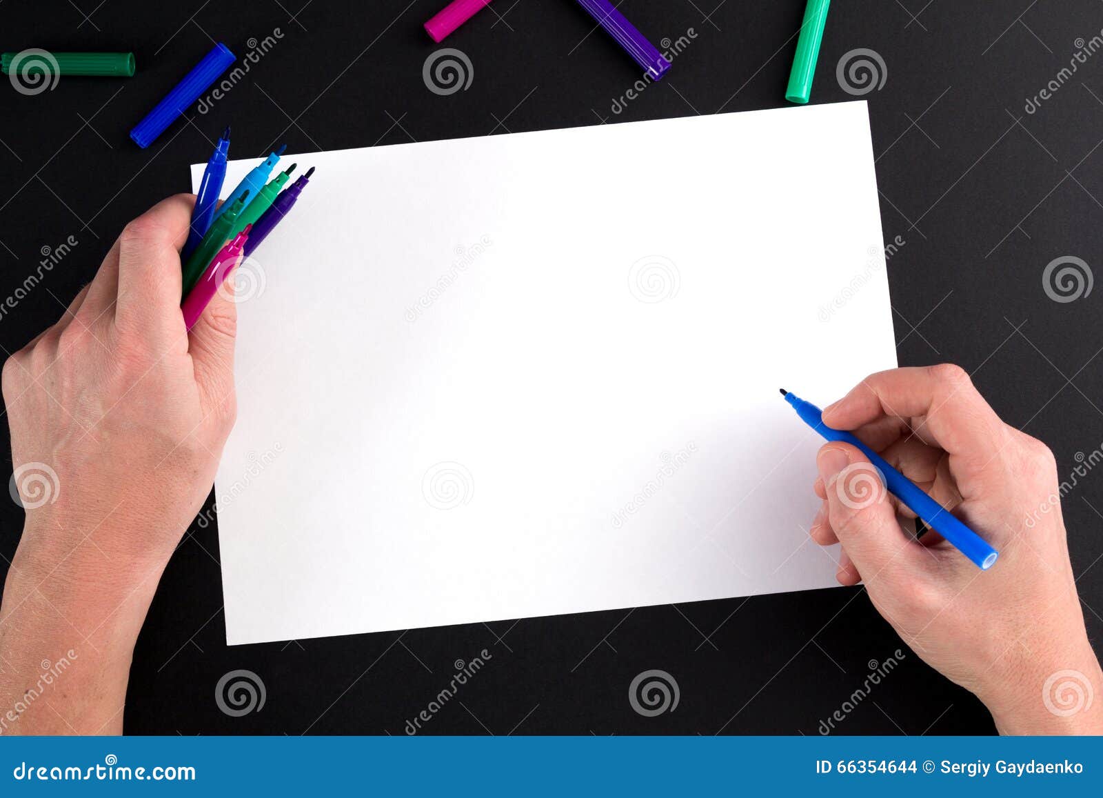 The Man S Hand, Ready To Draw a Picture Stock Photo - Image of ...