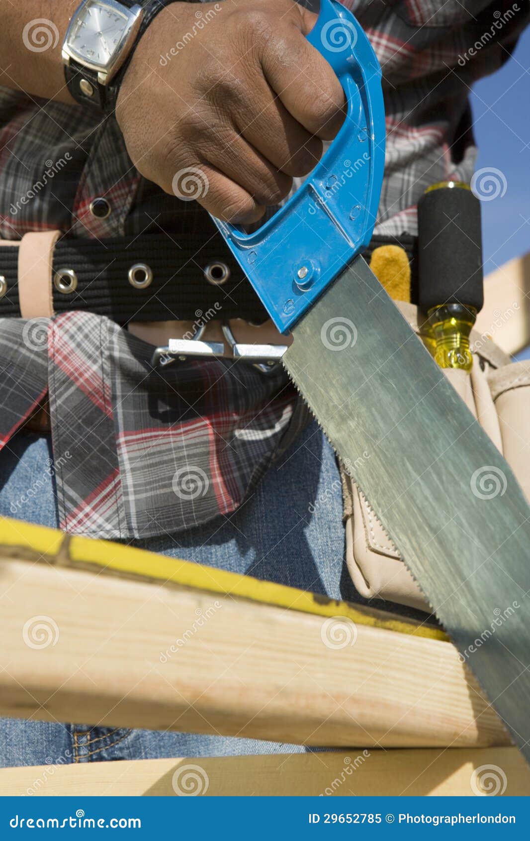 Man S Hand Sawing Plank of Wood Stock Image - Image of concentration ...