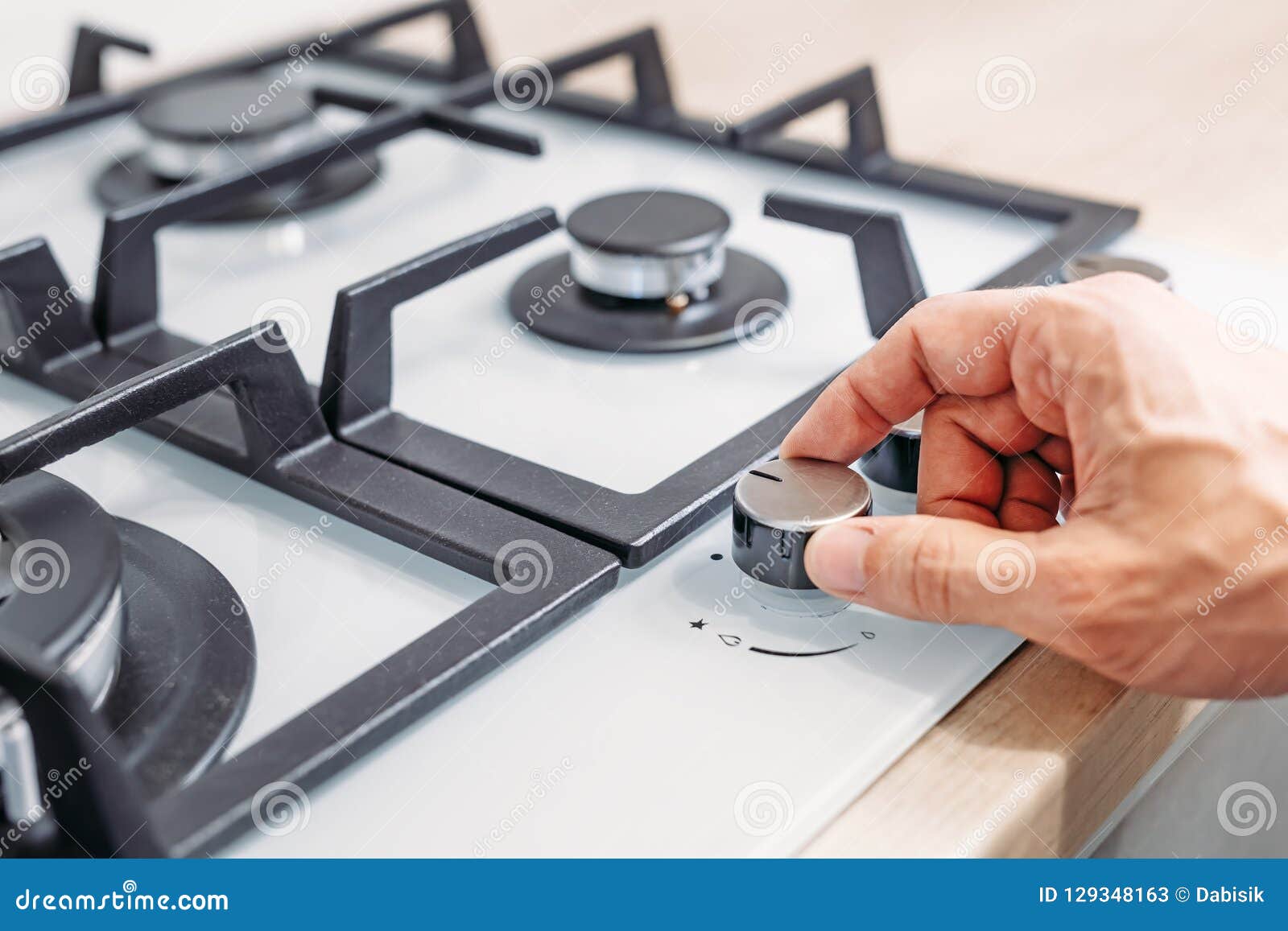 Man`s Hand Set Temperature on Control Panel of Hob Stock Image - Image ...