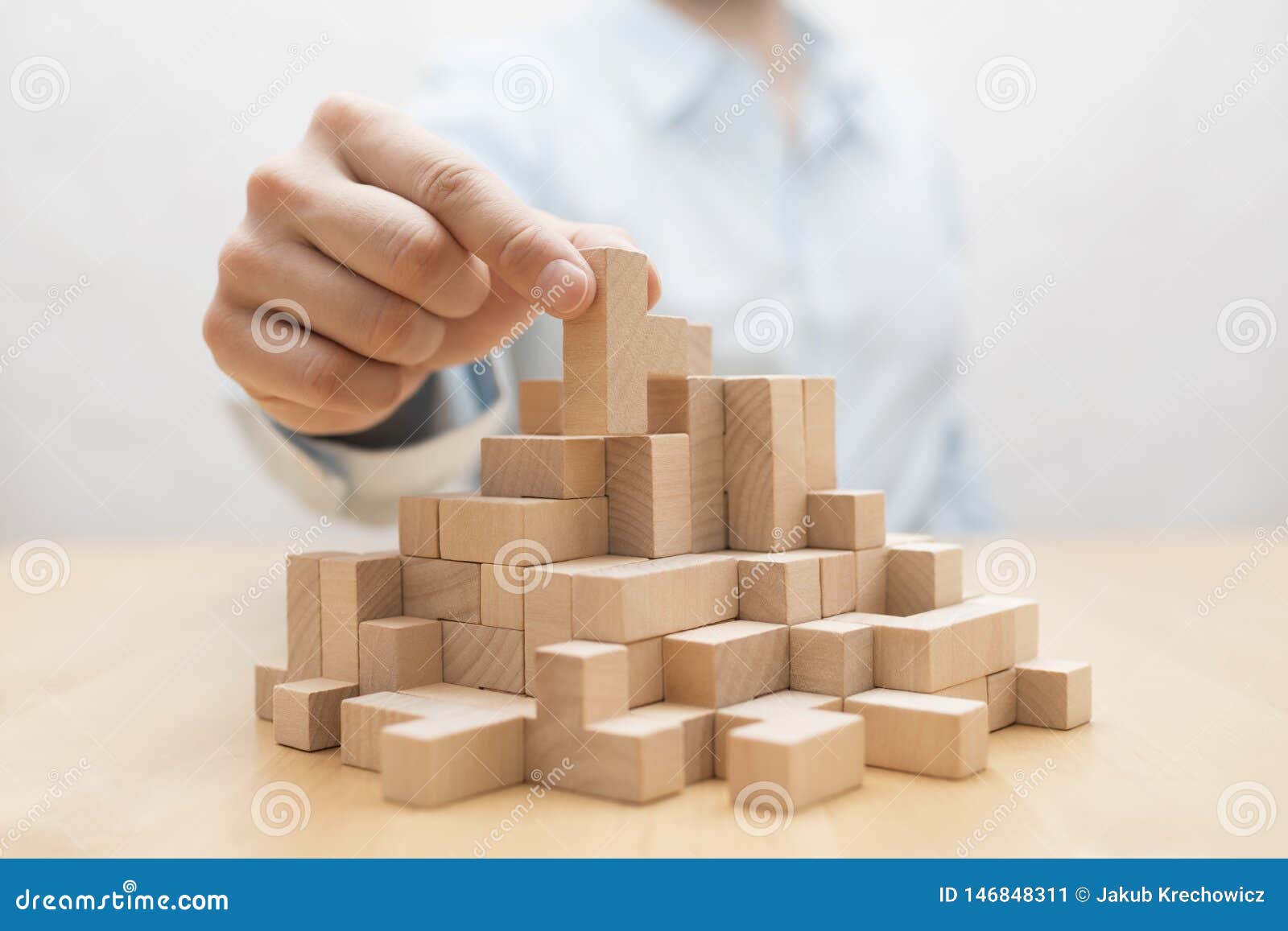 Man`s Hand Stacking Wooden Blocks Stock Image - Image of ambitions ...