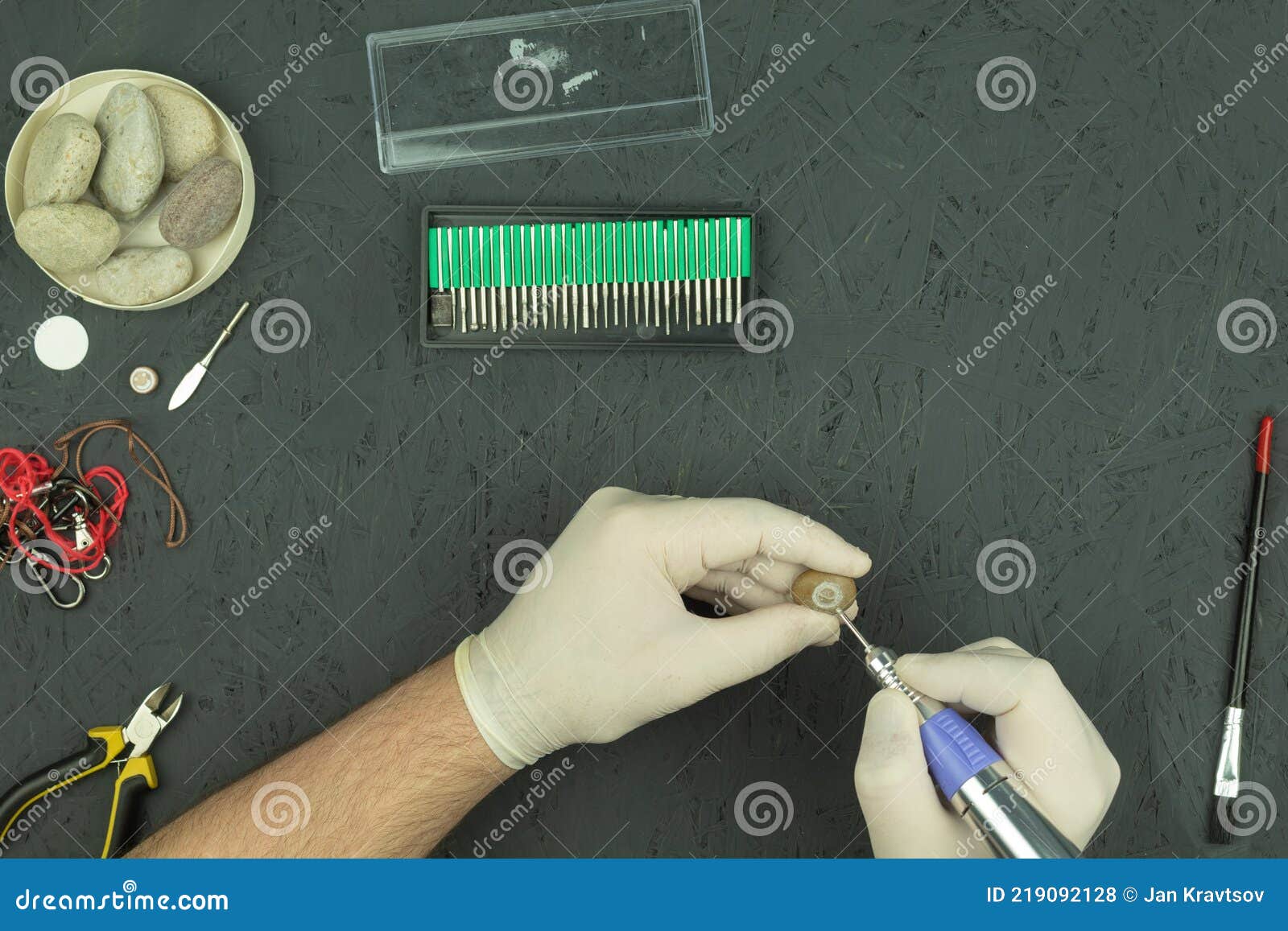 The Man`s Hands are Engraved on the Stone by an Engraver Stock Photo ...