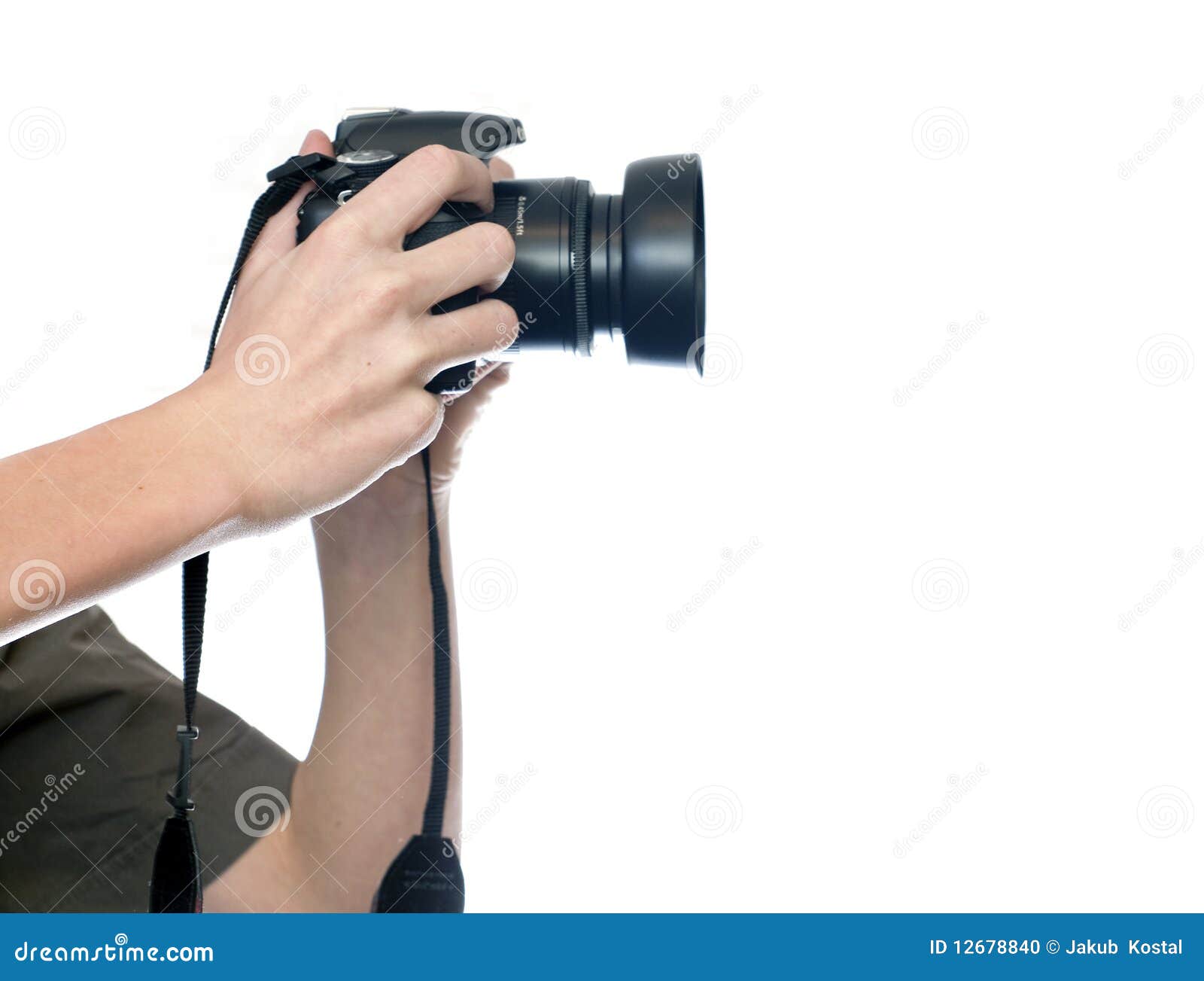 Man S Hands Holding the Camera Stock Photo - Image of blank, tele: 12678840