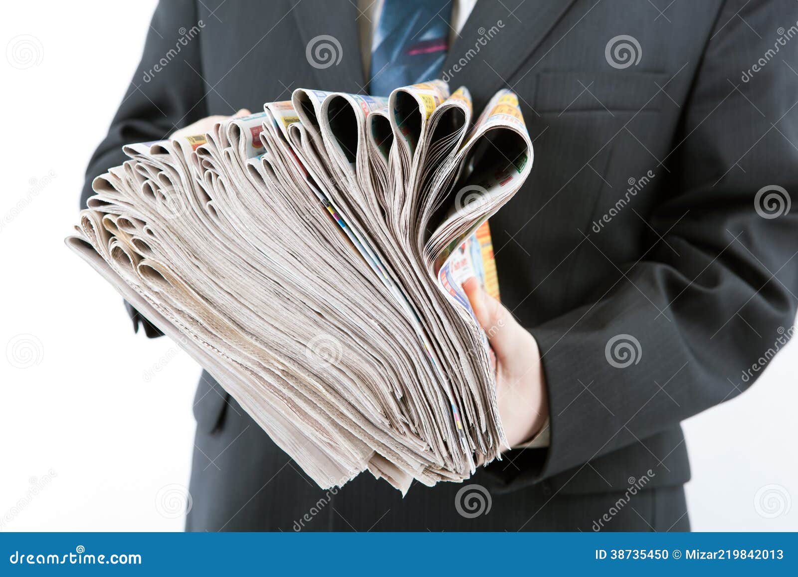Man S Hands Holding a Stack of Newspapers Stock Photo - Image of print ...