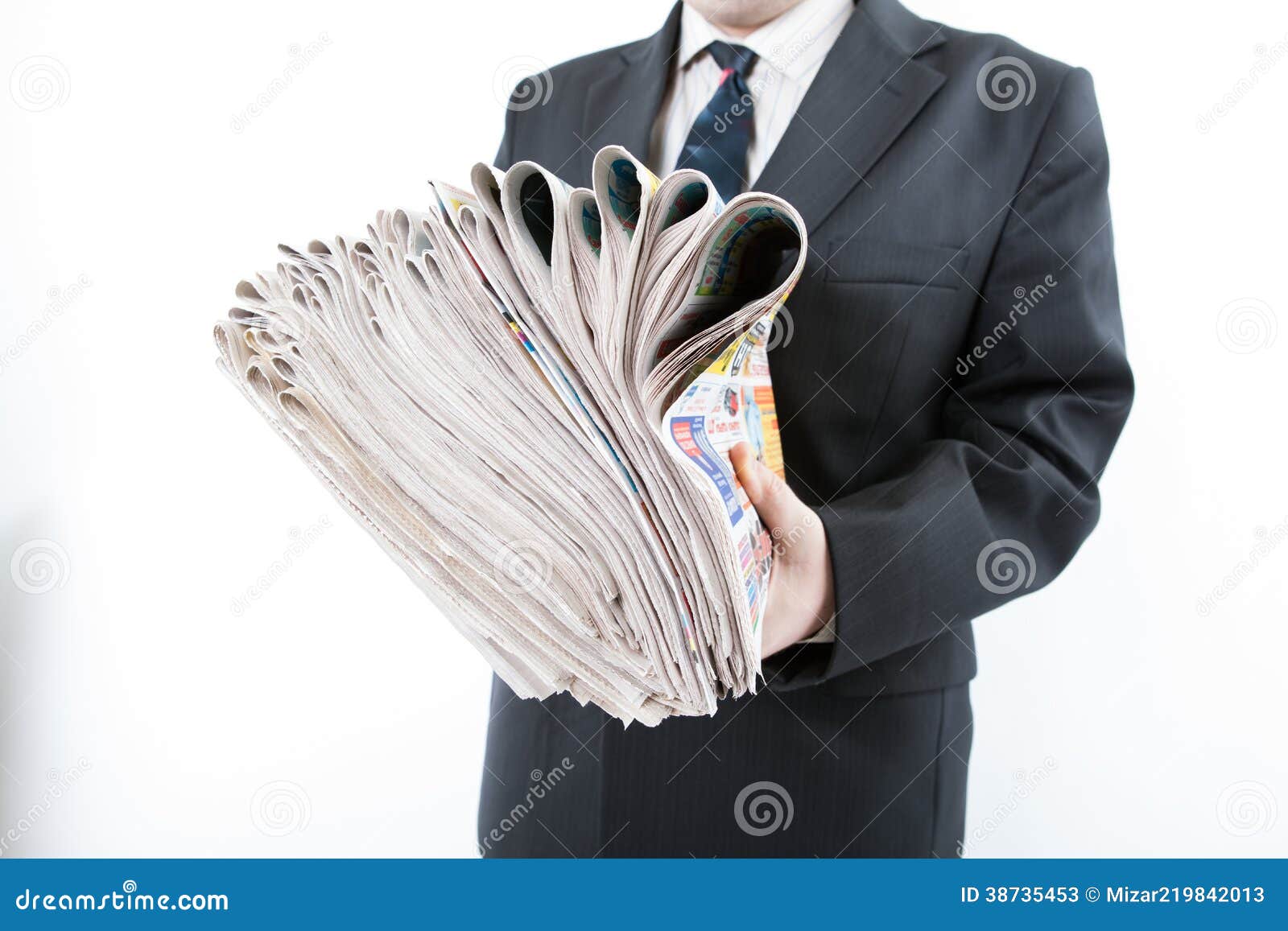 Man S Hands Holding a Stack of Newspapers Stock Image - Image of ...