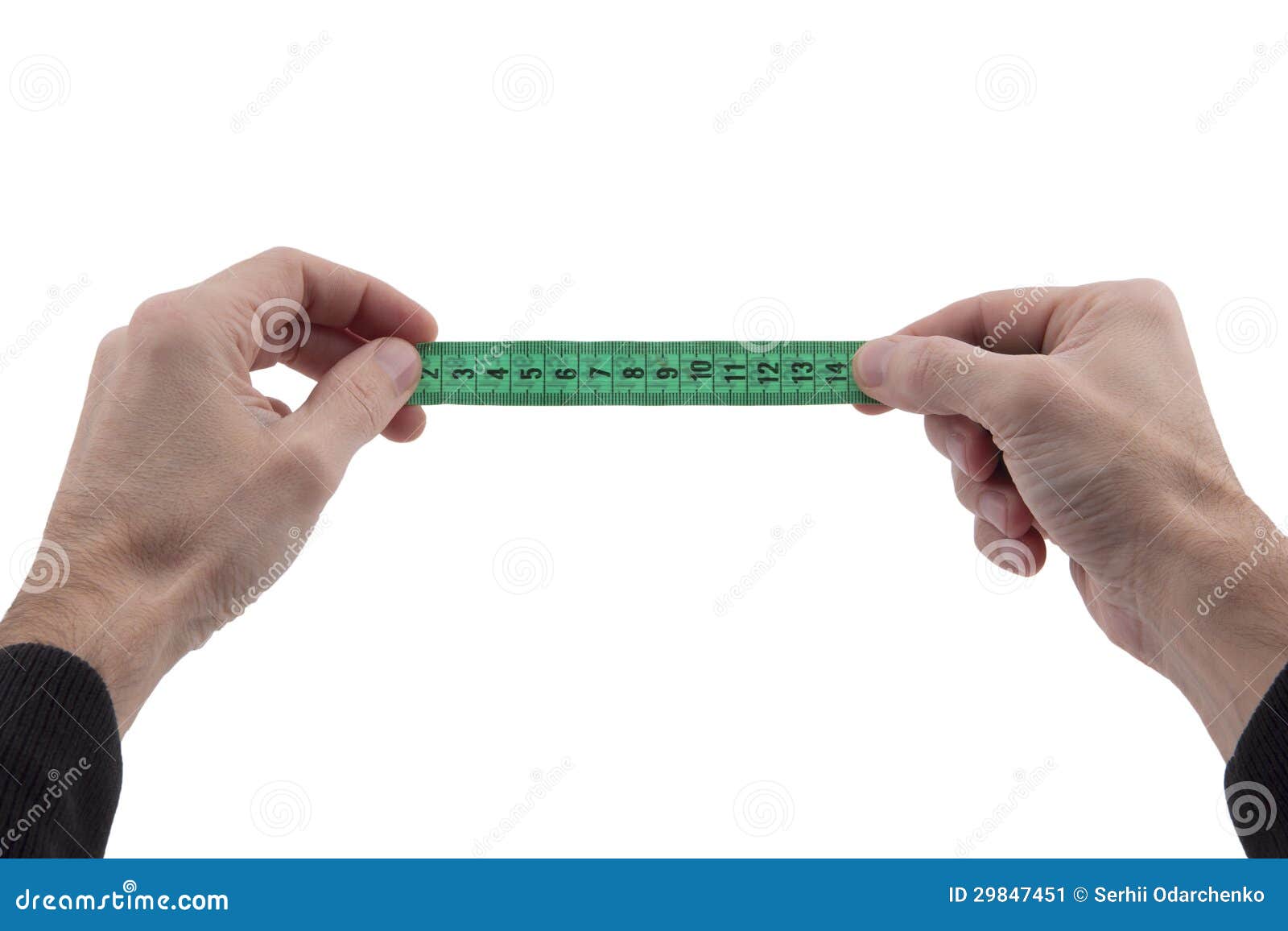 Man S Hands Marks on Centimeter Tape Stock Image - Image of body, male ...