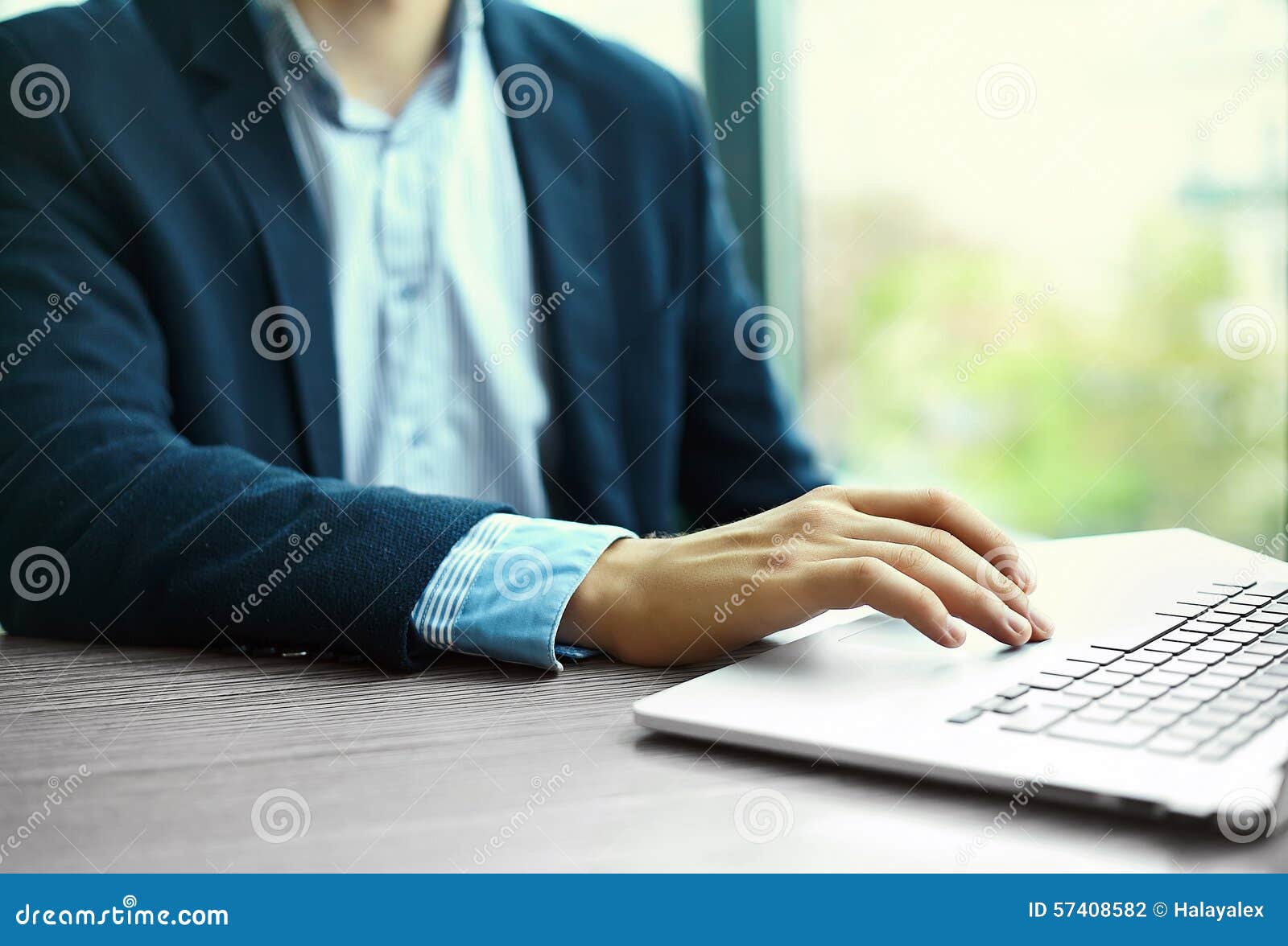 Man S Hands on Notebook Computer, Business Person at Workplace Stock ...