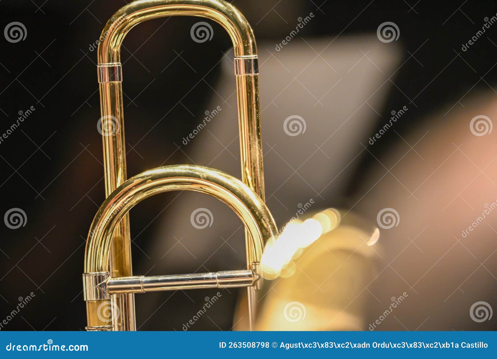 Man S Hands Playing the Trombone in the Orchestra. Stock Photo - Image ...