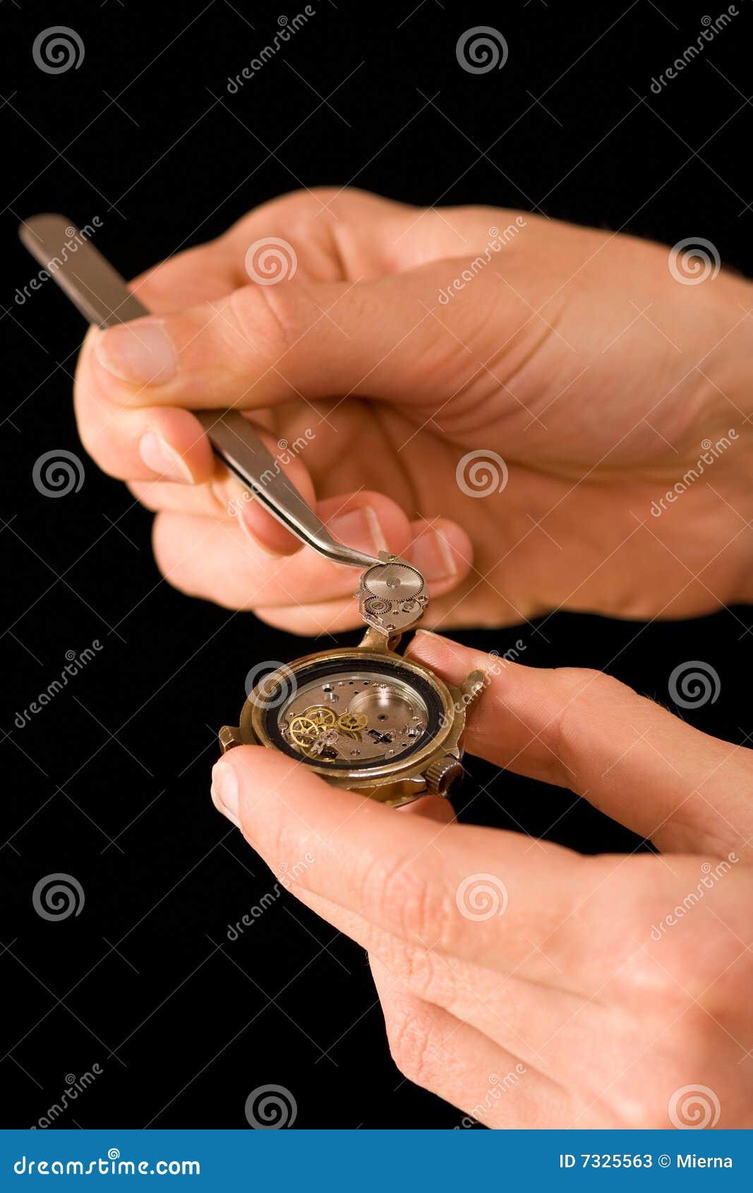 Man S Hands Repairing Old Watch, Holding a Part Stock Image - Image of ...
