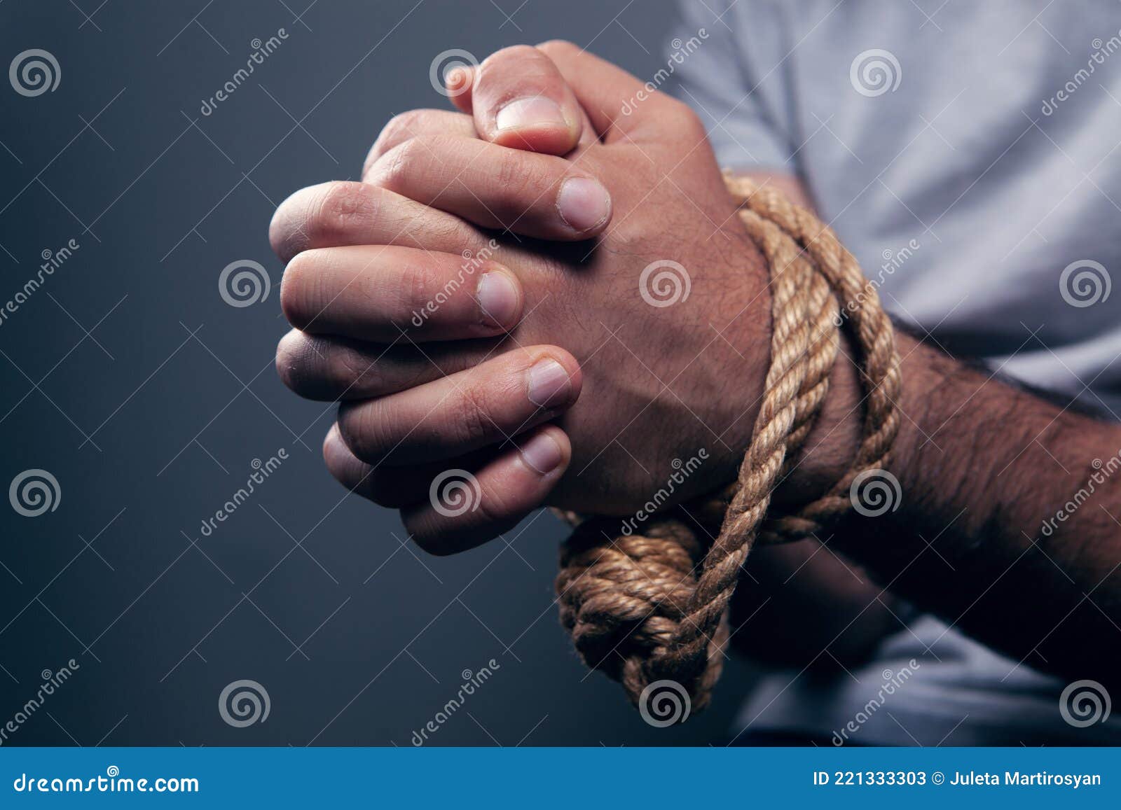 The Man S Hands are Tied with a Rope Stock Image - Image of criminal ...