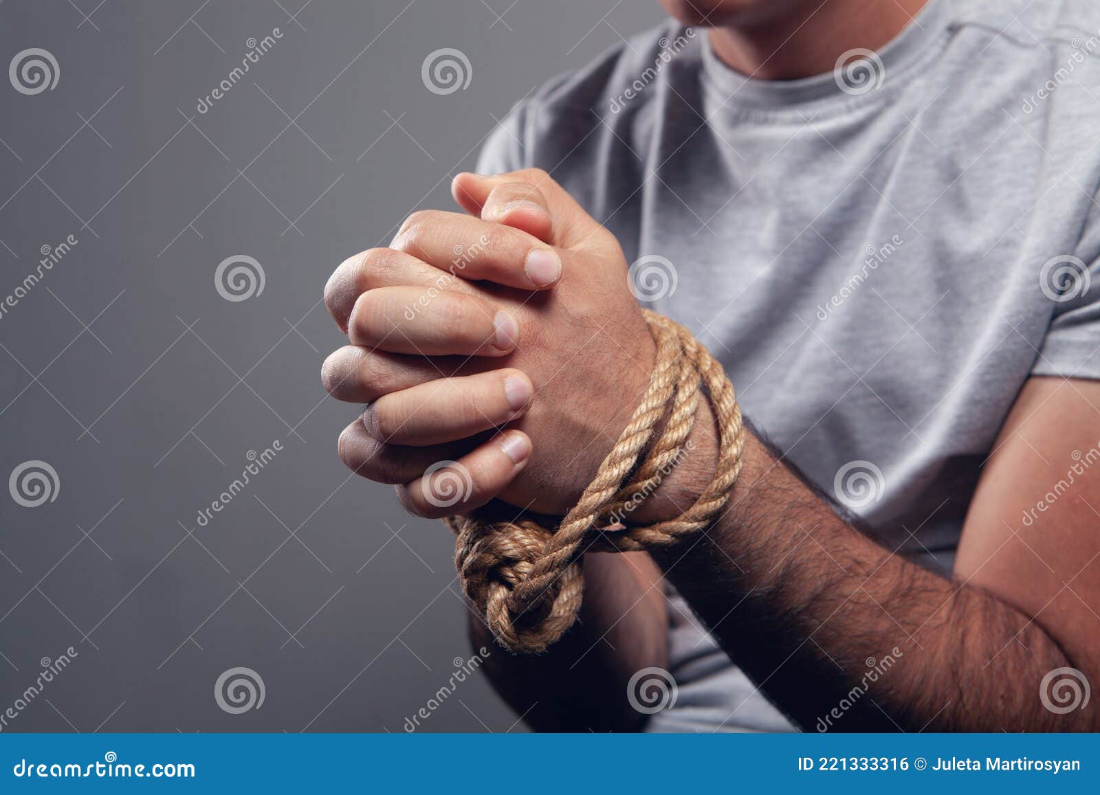 The Man S Hands are Tied with a Rope Stock Photo - Image of restraining ...