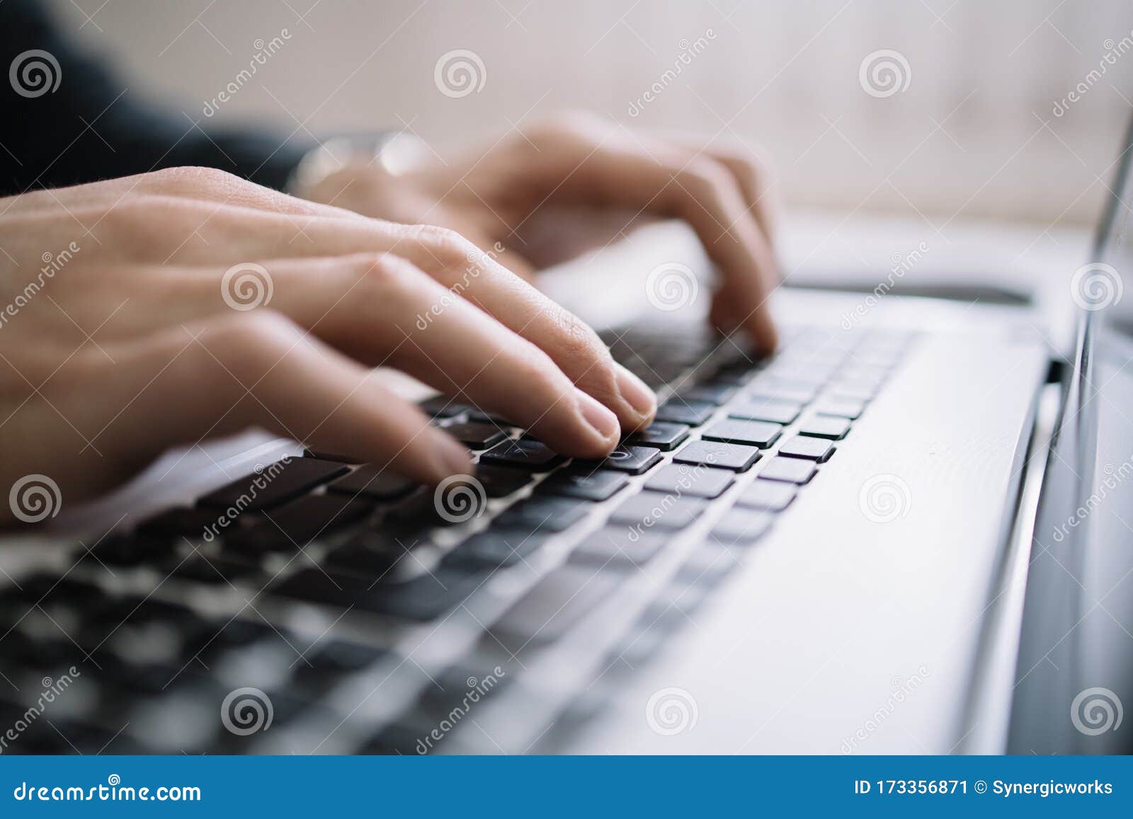 Man`s Hands Typing on a Black Keyboard Stock Image - Image of modern ...