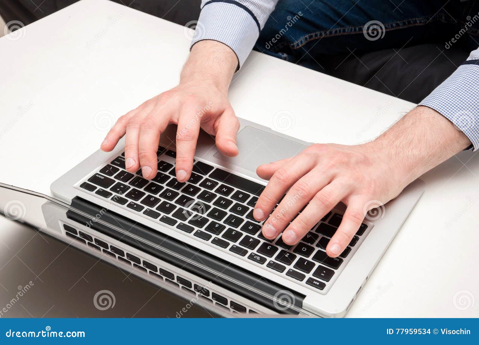 Man S Hands Typing on Laptop. Internet Surfing Stock Photo - Image of ...