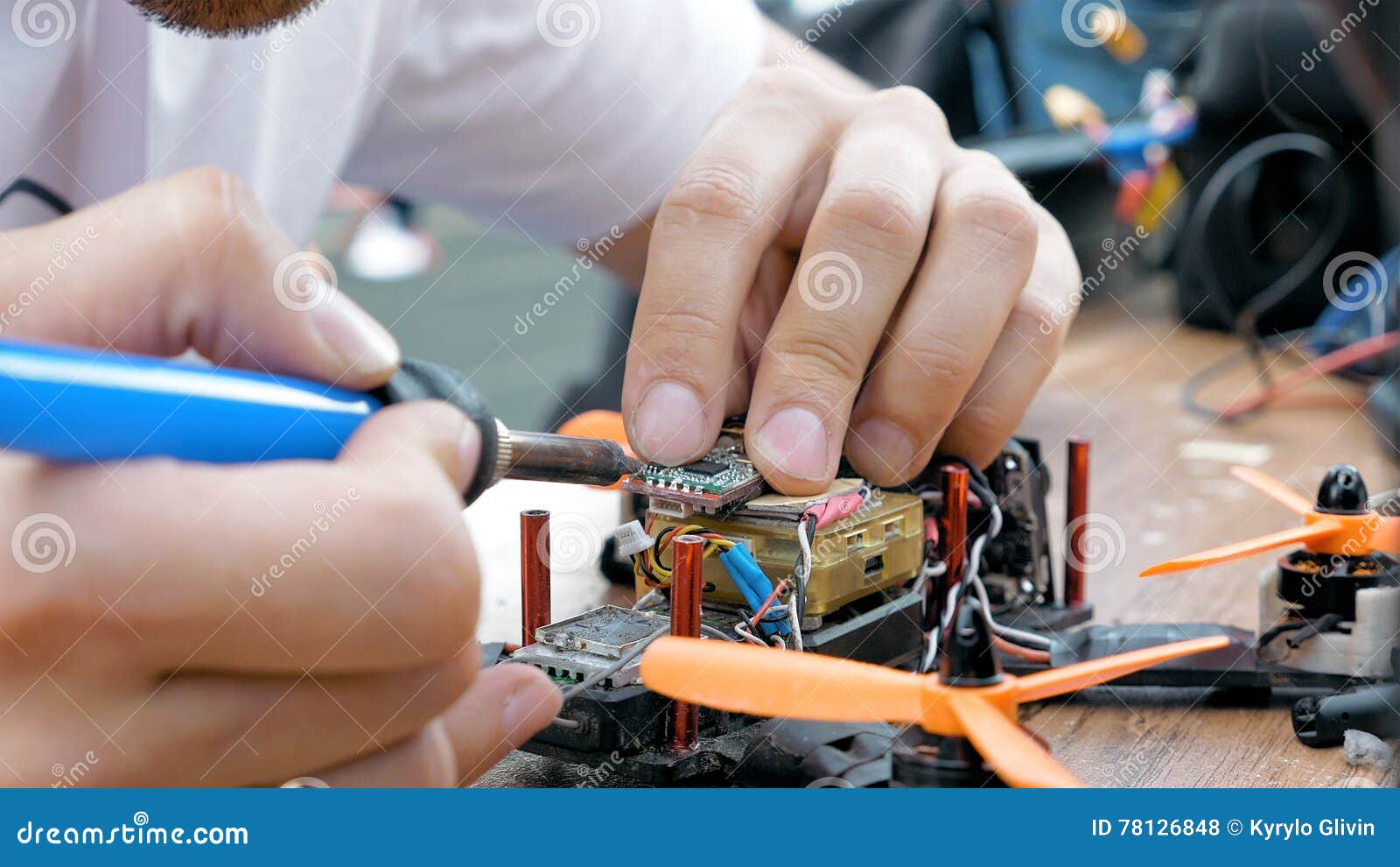 Man S Hands Welding Details Assembling FPV Drone Stock Photo - Image of ...