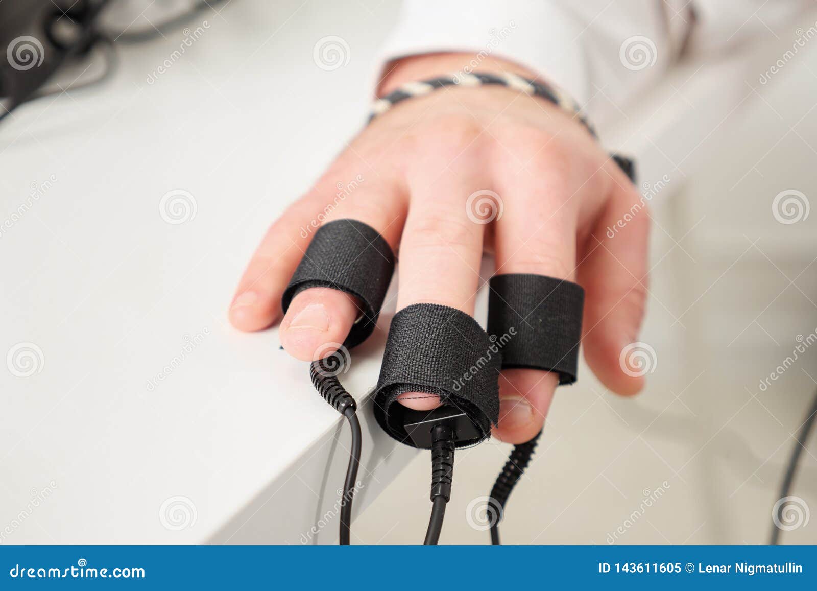 Man's Hand With Polygraph Electrodes Stock Photography | CartoonDealer ...