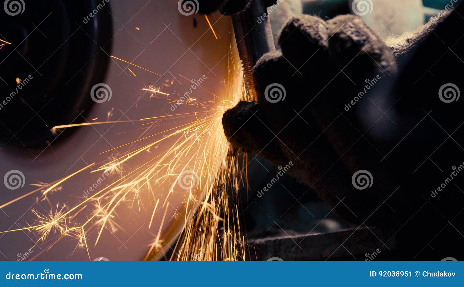 Man`s Hands Working with a Circular Grindstone Stock Image - Image of ...